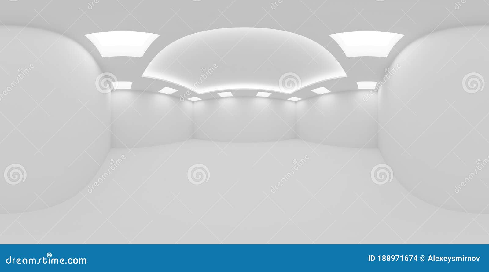 White Empty Room with Square Embedded Ceiling Lamps HDRI Map Stock ...