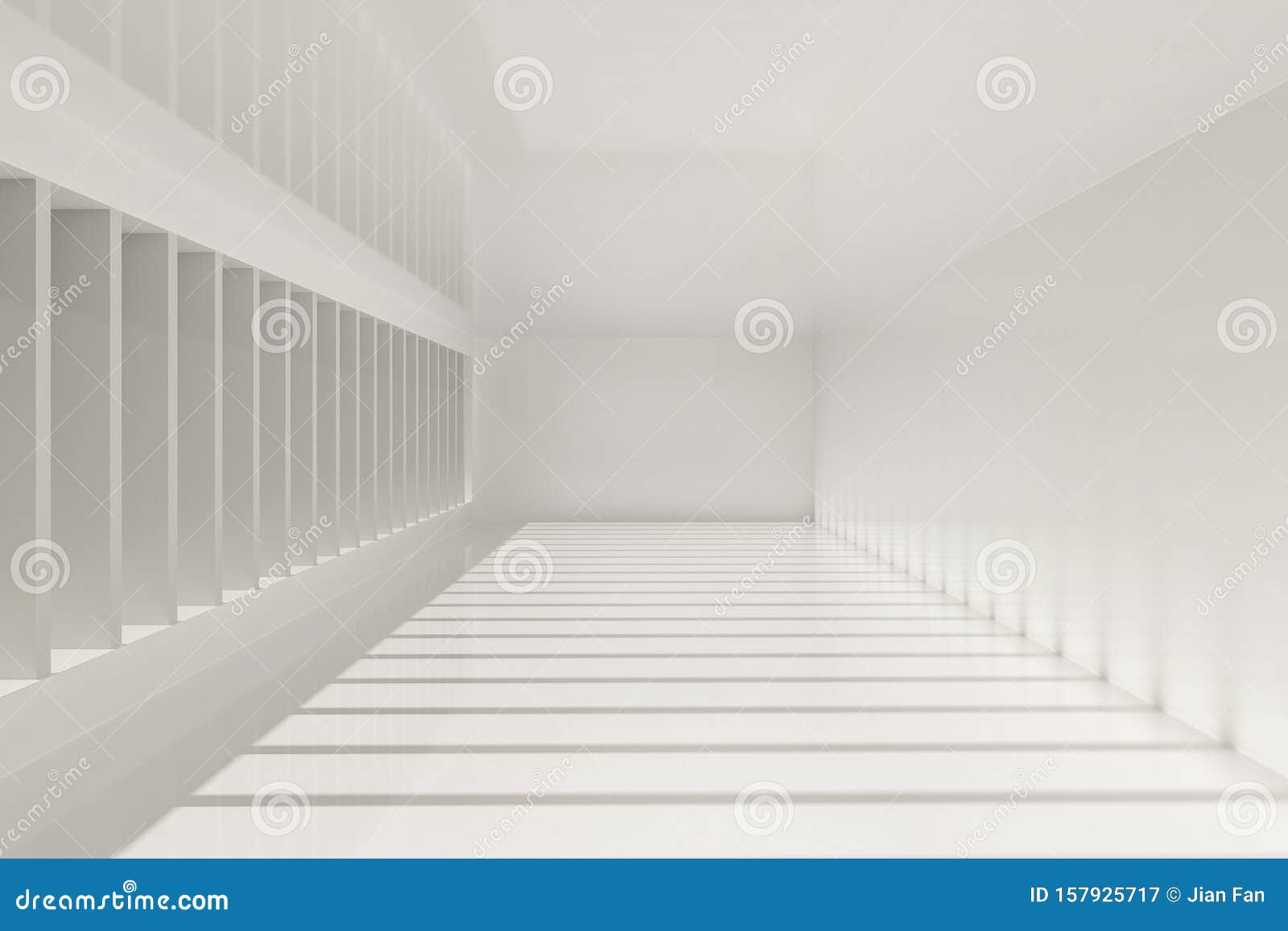 White Empty Room with Sunshine from the Side, 3d Rendering Stock ...