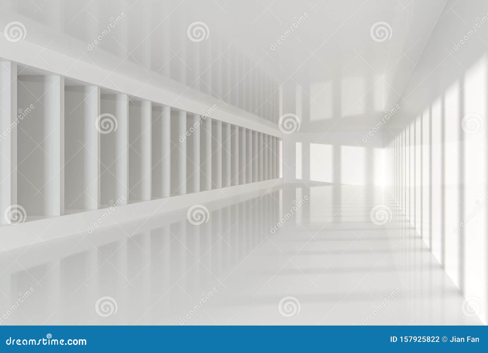 White Empty Room with Sunshine from the Side, 3d Rendering Stock ...