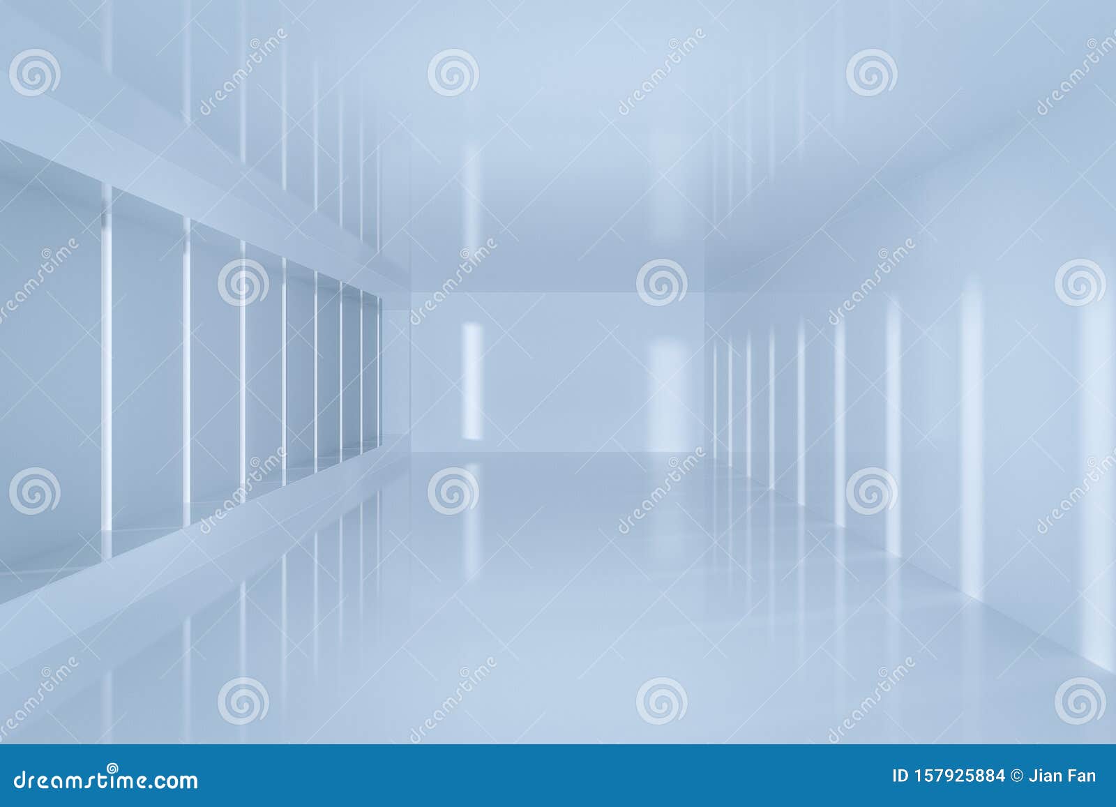 White Empty Room with Sunshine from the Side, 3d Rendering Stock ...