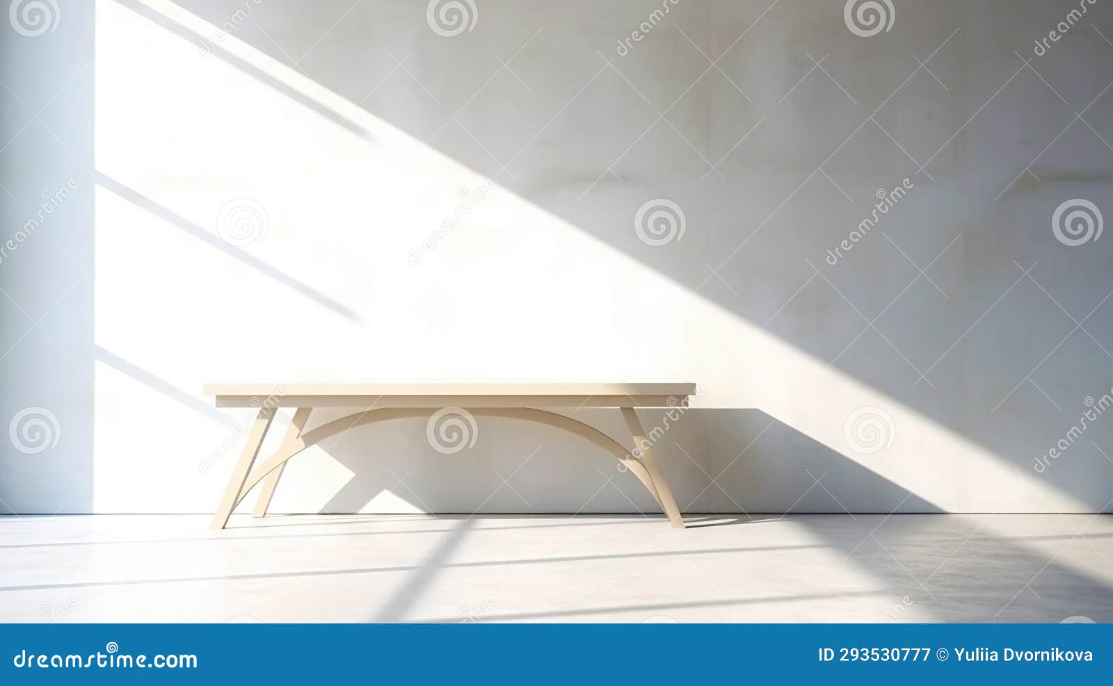 White Empty Room with Table, Light Background with Shadows, Sunlight ...