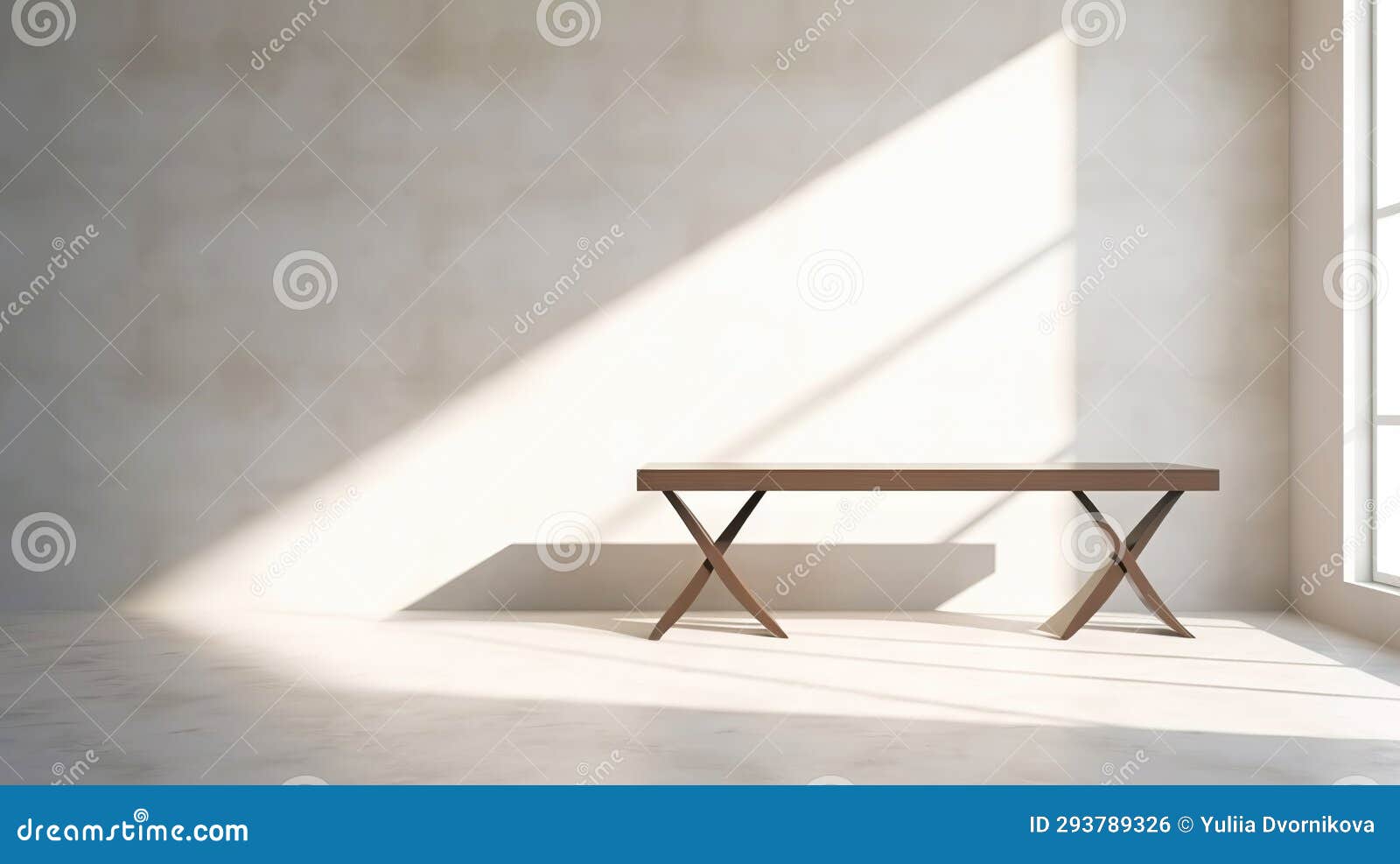 White Empty Room with Table, Light Background with Shadows, Sunlight ...