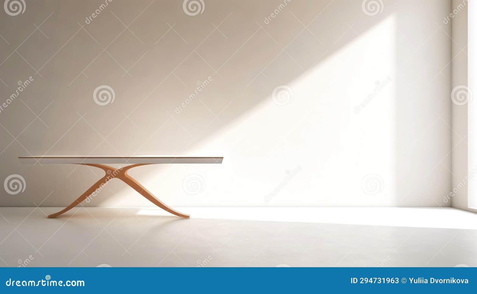 White Empty Room with Table, Light Background with Shadows, Sunlight ...