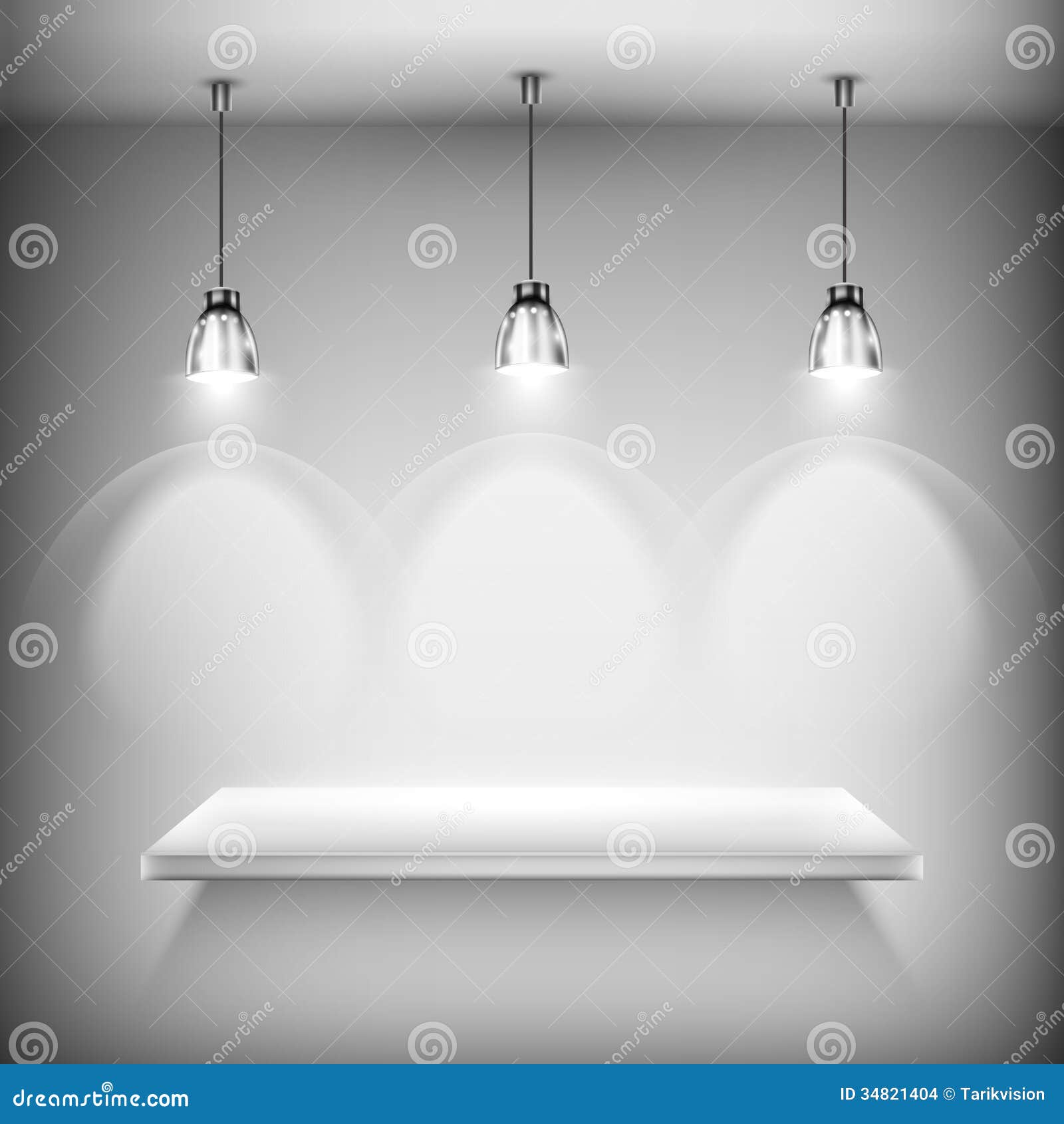 White Empty Shelf Illuminated by Spotlights Stock Vector - Illustration ...