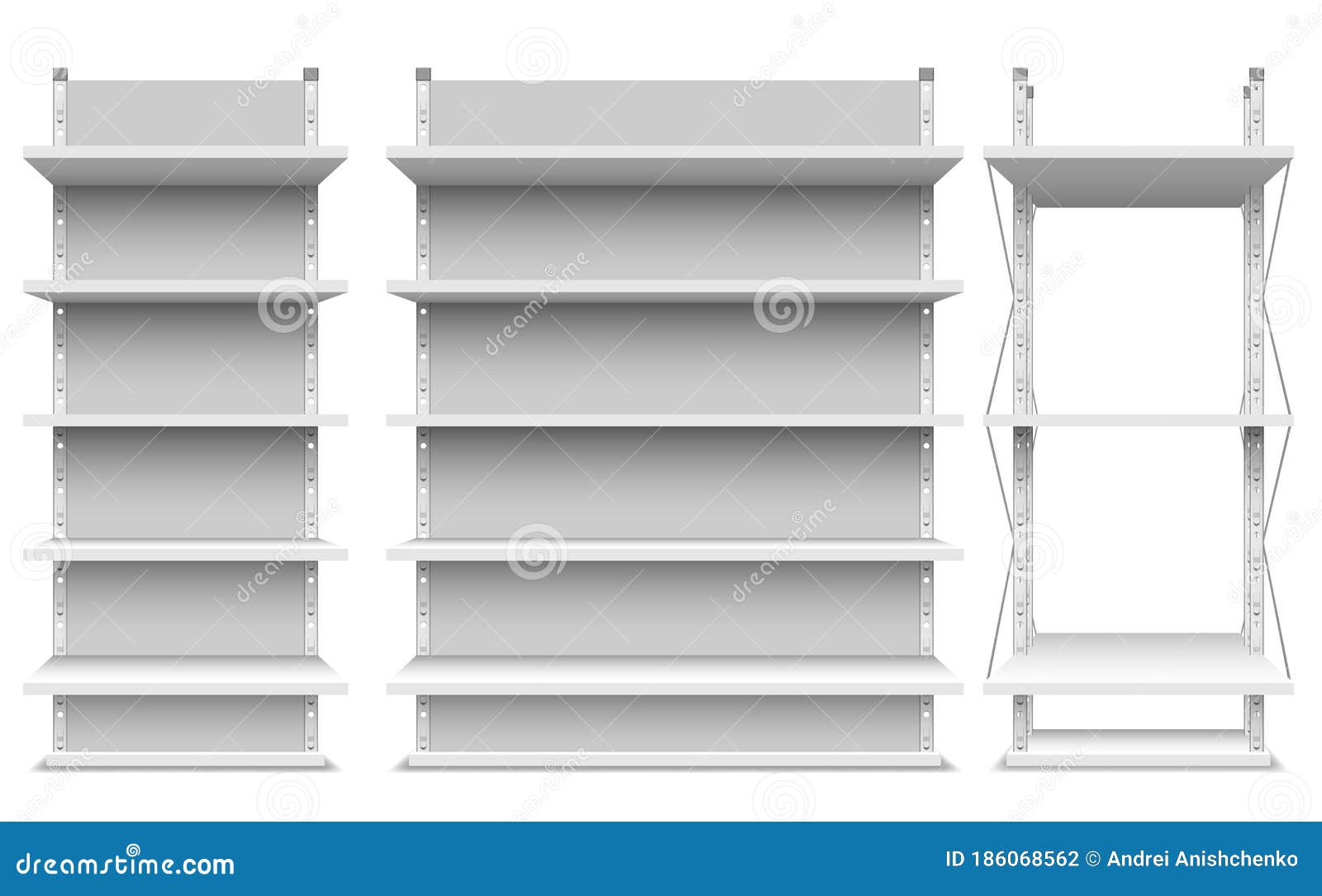 Empty New Shop Interior With Shelving And Clean Signboard Copy Space ...