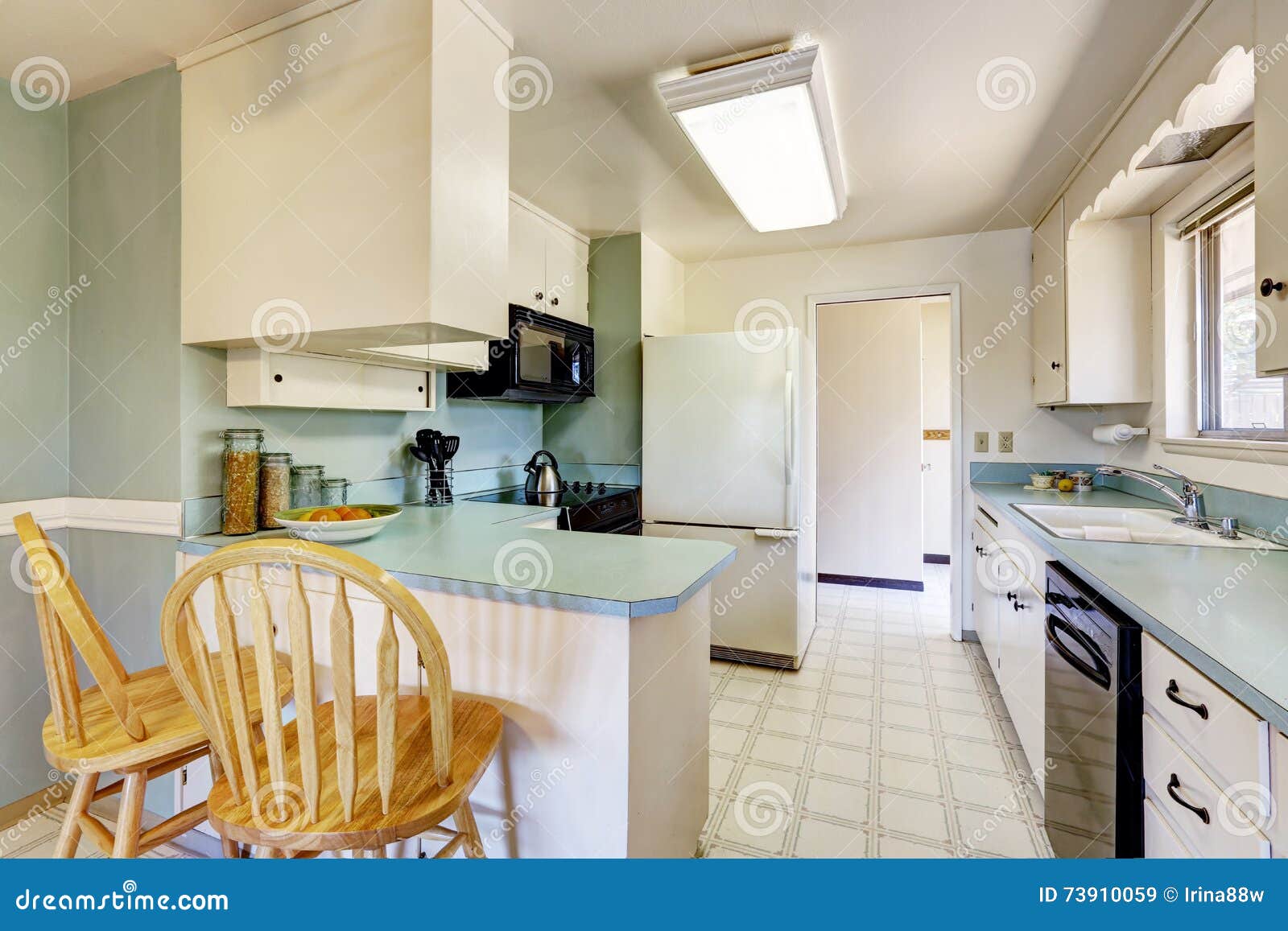 White Empty Simple Old Kitchen Interior Stock Image - Image of empty ...