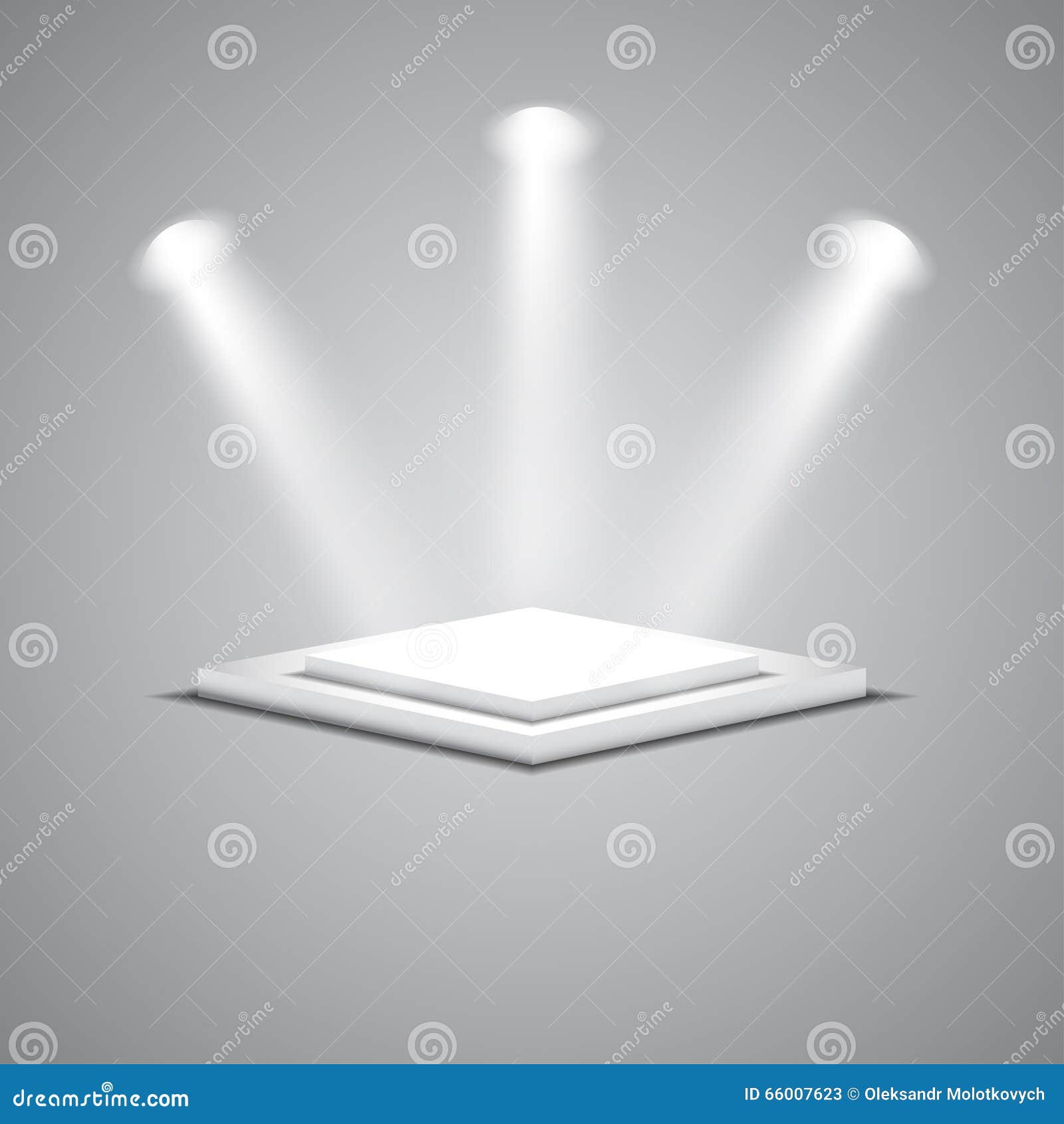 White Empty Square Stage with Glowing Spotlights Stock Illustration ...