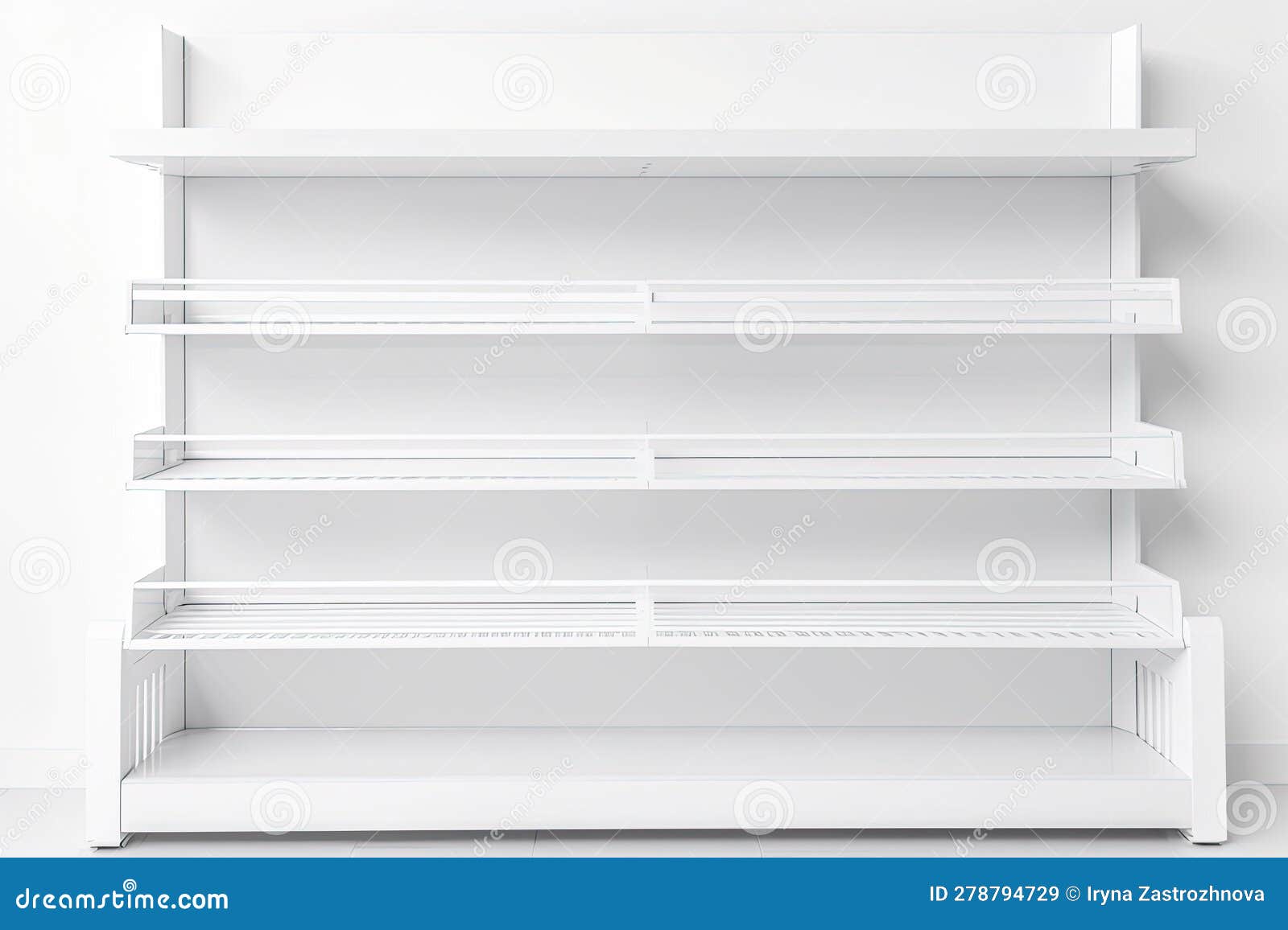 White Empty Store Shelves. Flat Style. Isolated on White Background ...