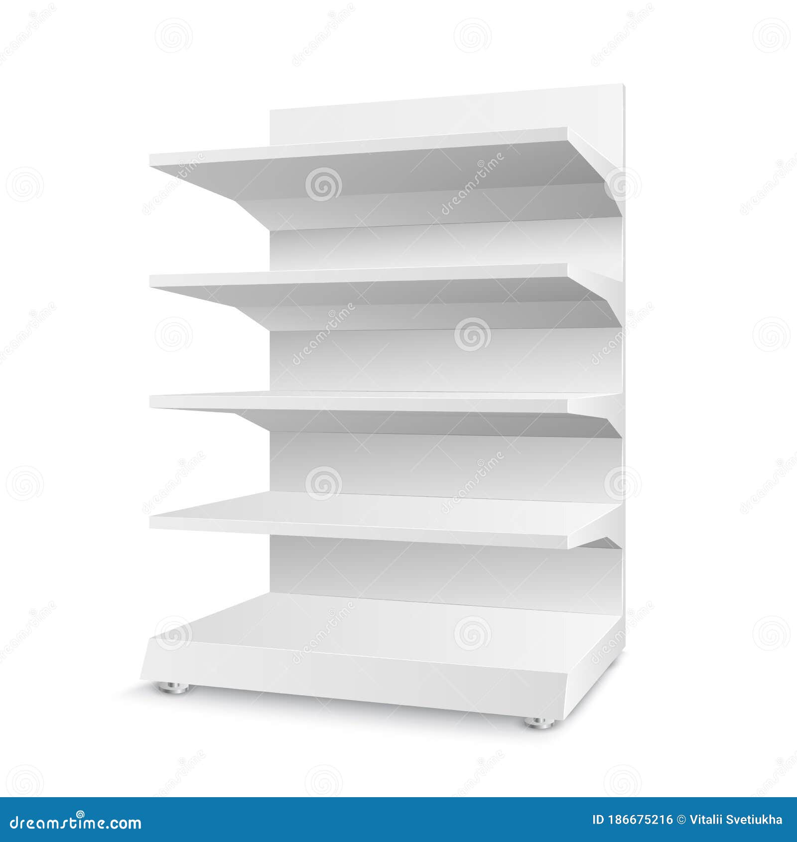 White Empty Store Shelves Isolated on a White Background. Shelving for ...