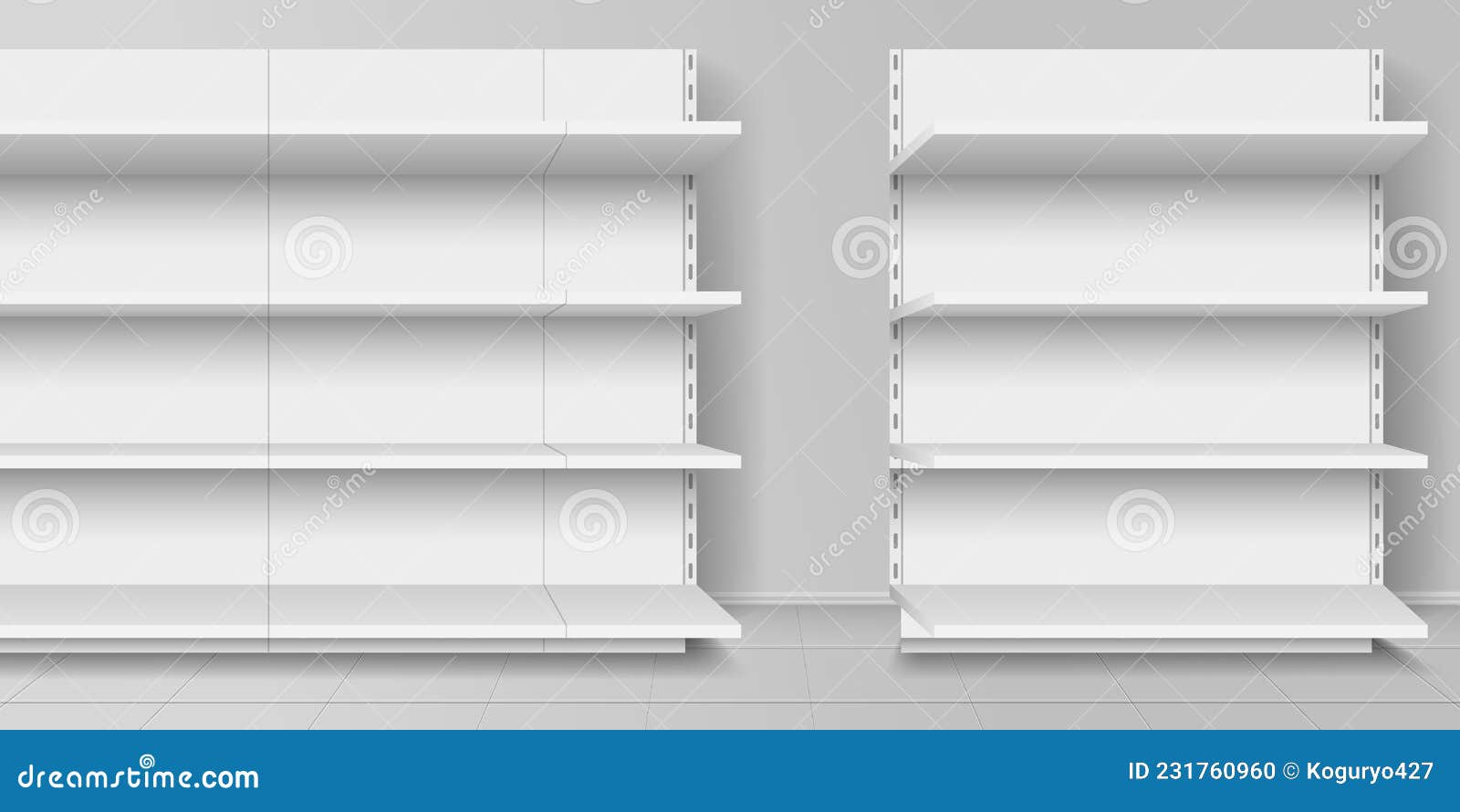 White Empty Store Shelves. Retail Shelf Rack. Showcase Display. Vector ...
