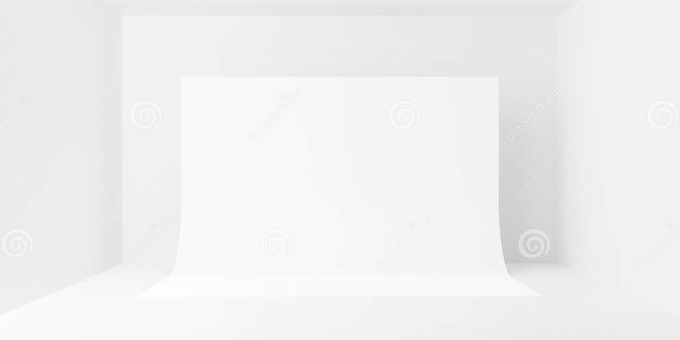 White Empty Studio Room Background with Curved White Backdrop in the ...