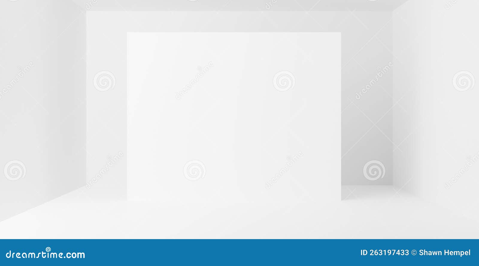 White Empty Studio Room Background with Single, Large, Blank Panel in ...