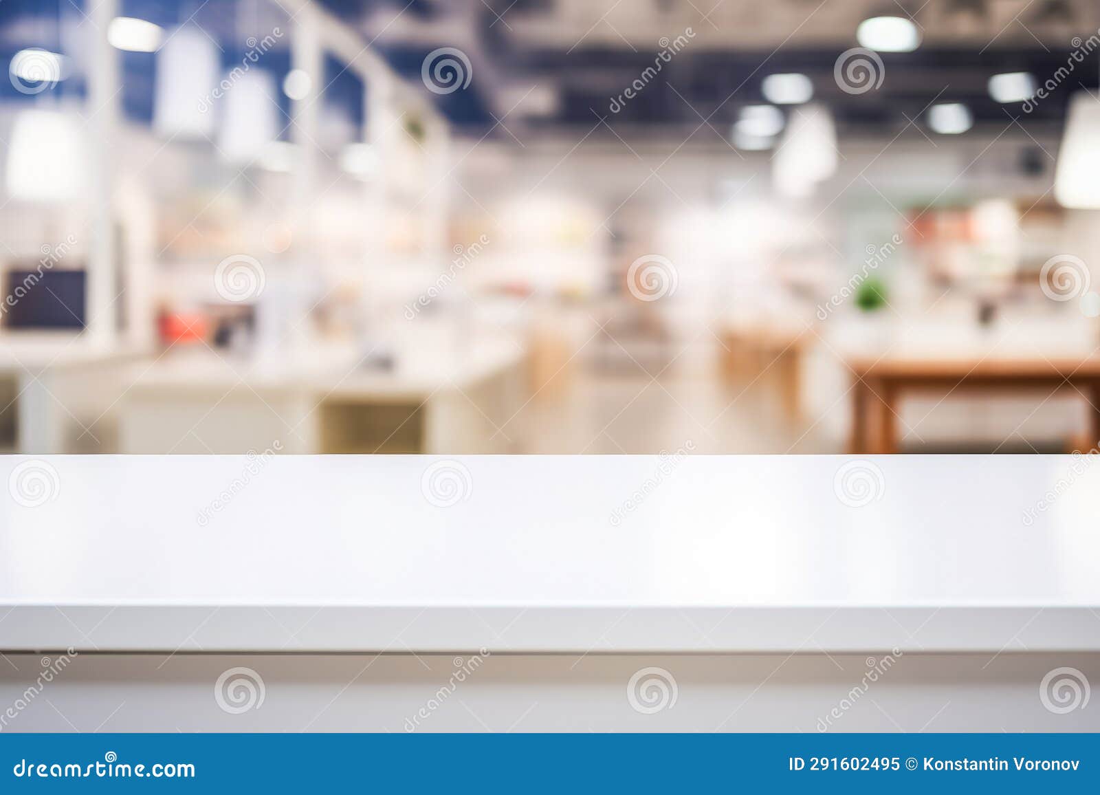 White Empty Table for Product Presentation in a Modern Consumer ...