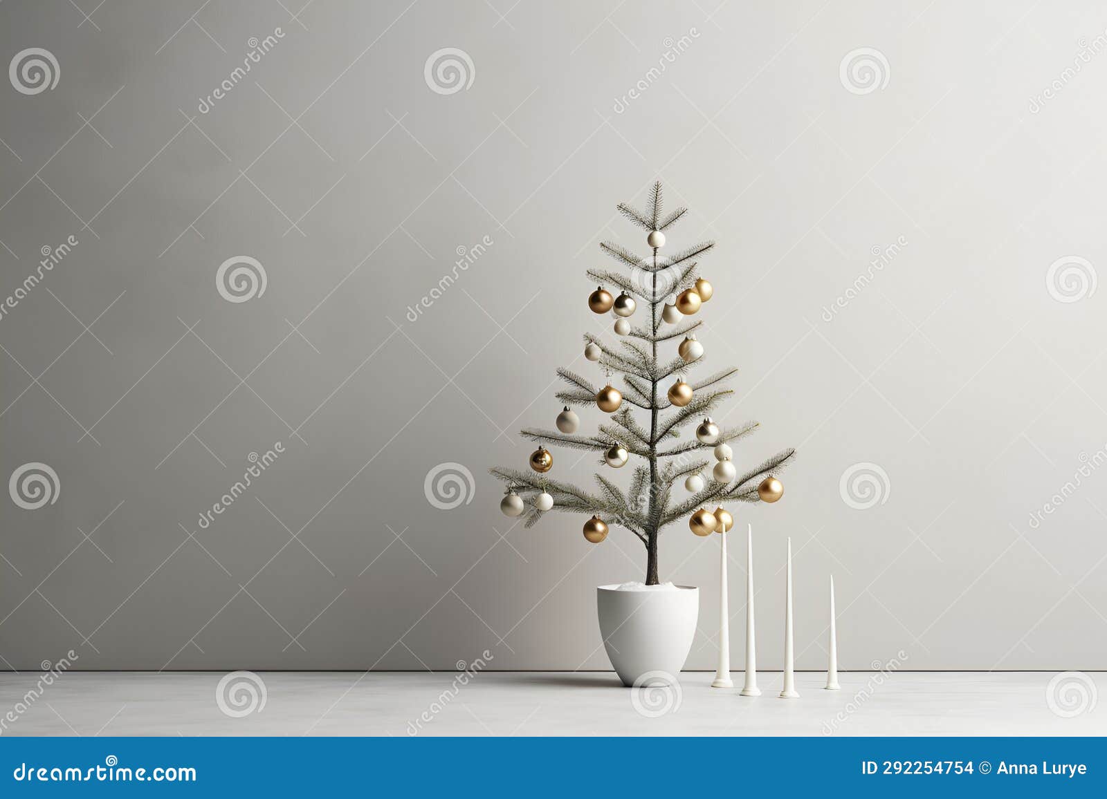 White Empty Wall with Sleek Christmas Tree Stock Illustration ...