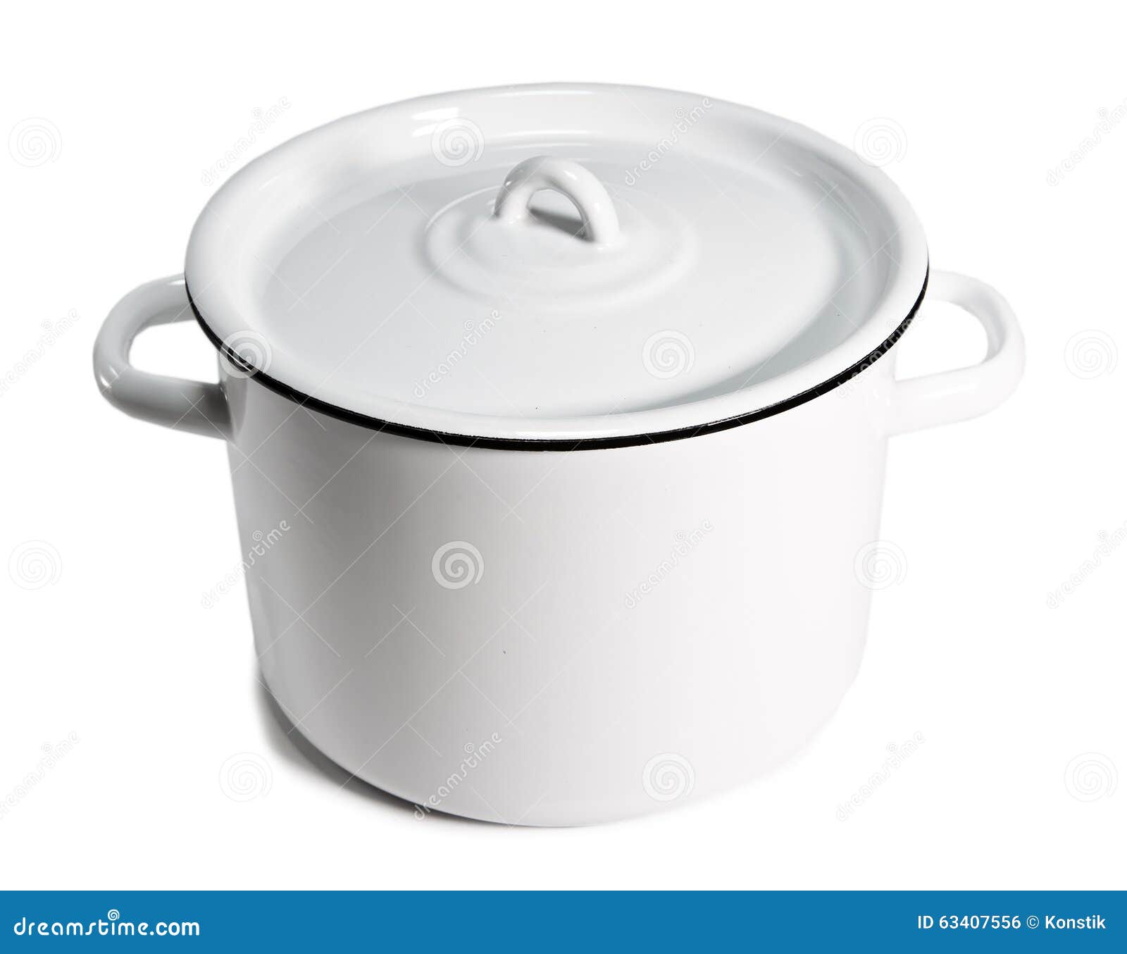 The White Enameled Pan on White Background Stock Photo - Image of ...