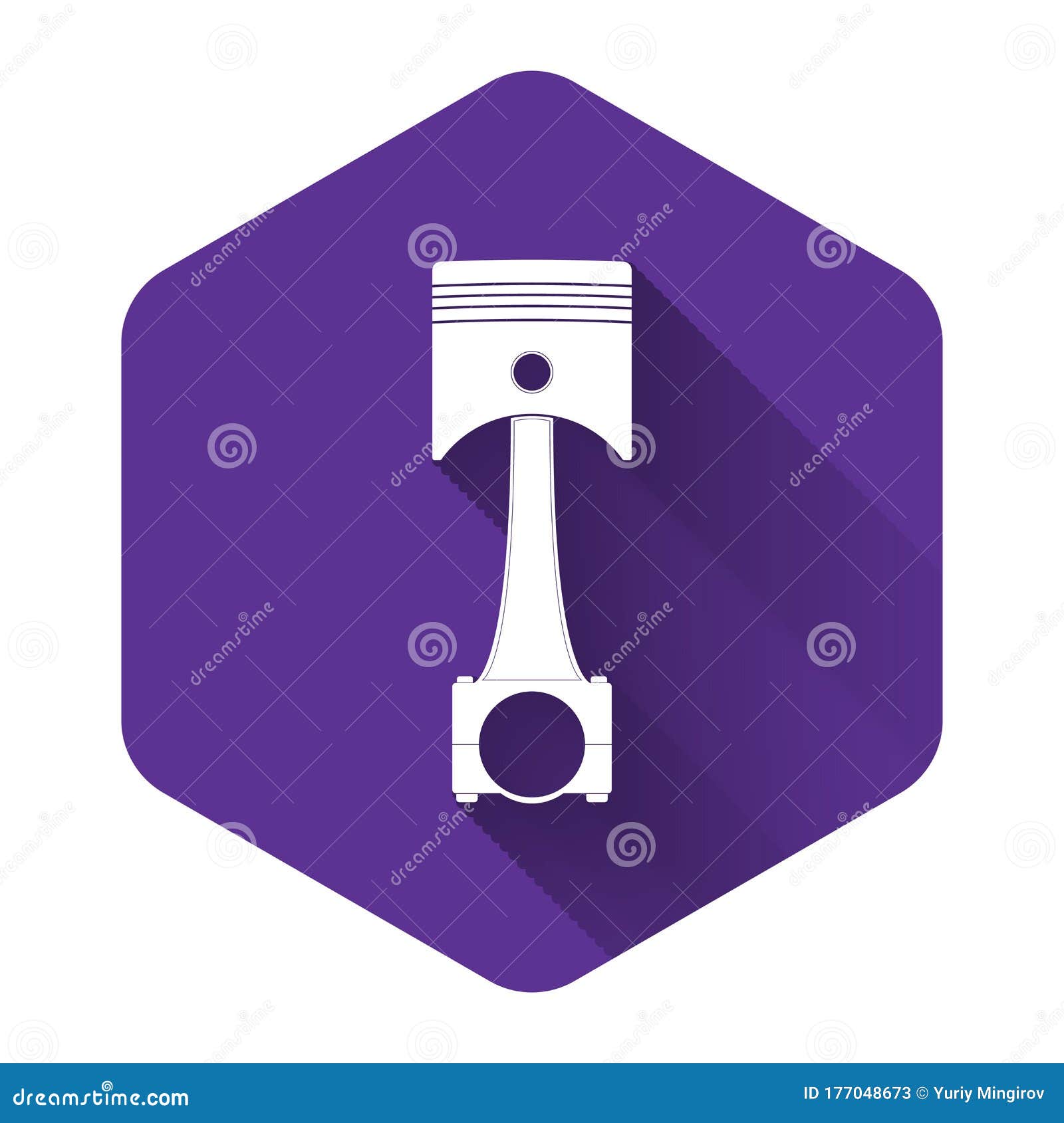 White Engine Piston Icon Isolated with Long Shadow. Car Engine Piston ...