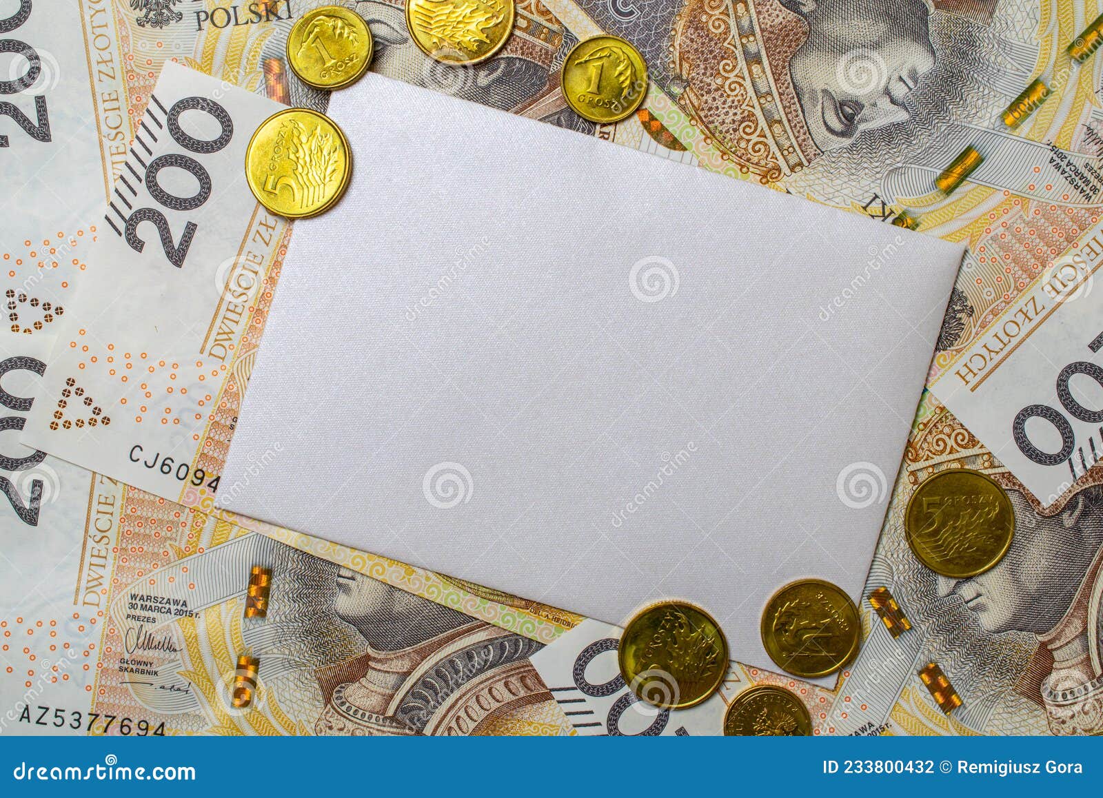 White Envelope, Blank Note on Money Background, for Finance and ...