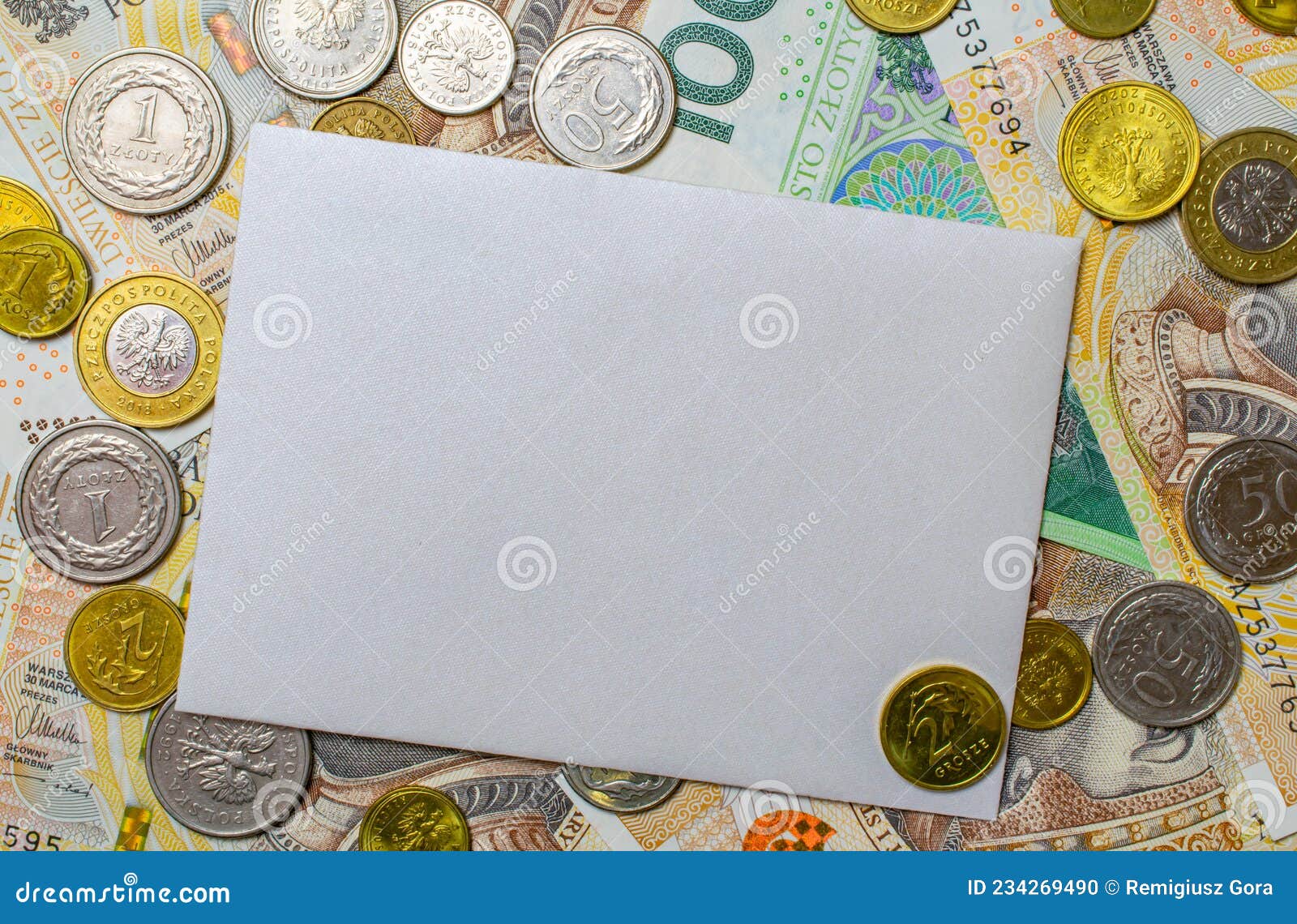 White Envelope, Blank Note on Money Background, for Finance and ...