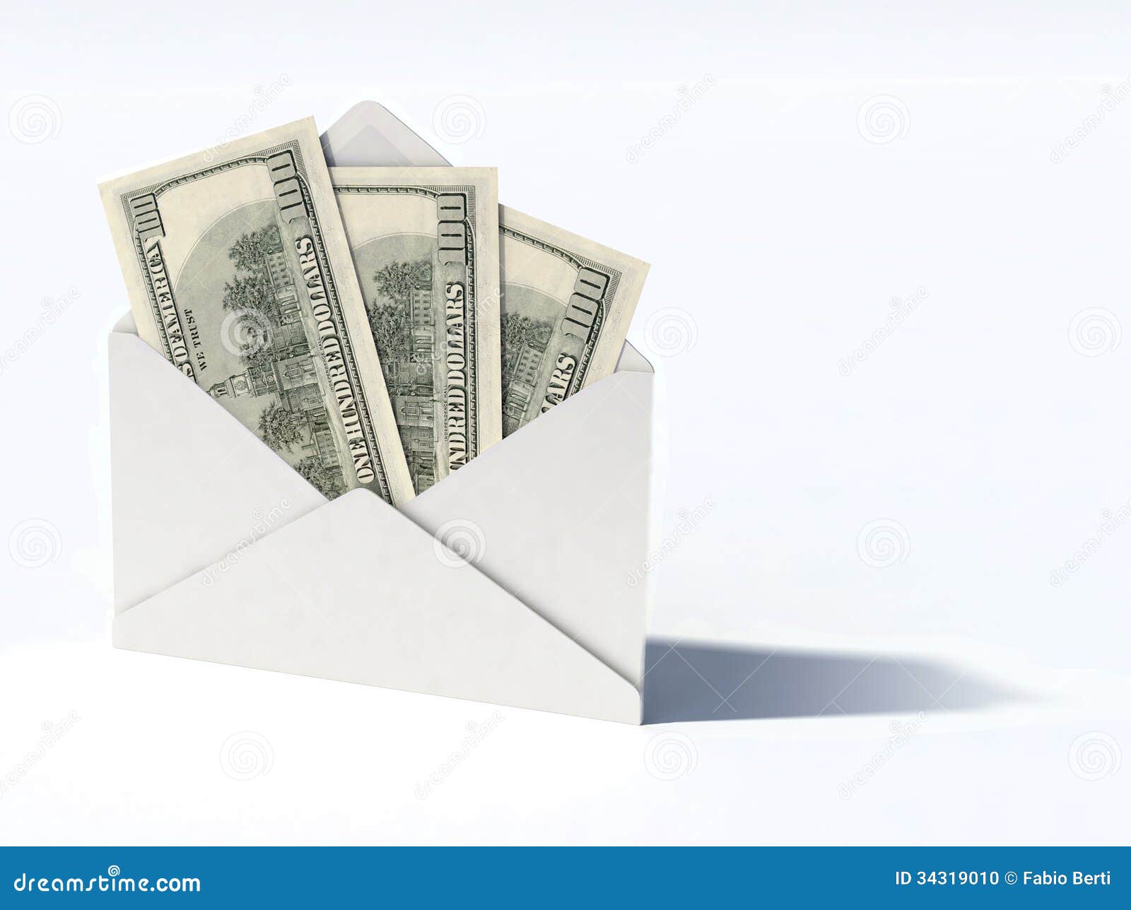White Envelope with Dollars Stock Illustration - Illustration of ...