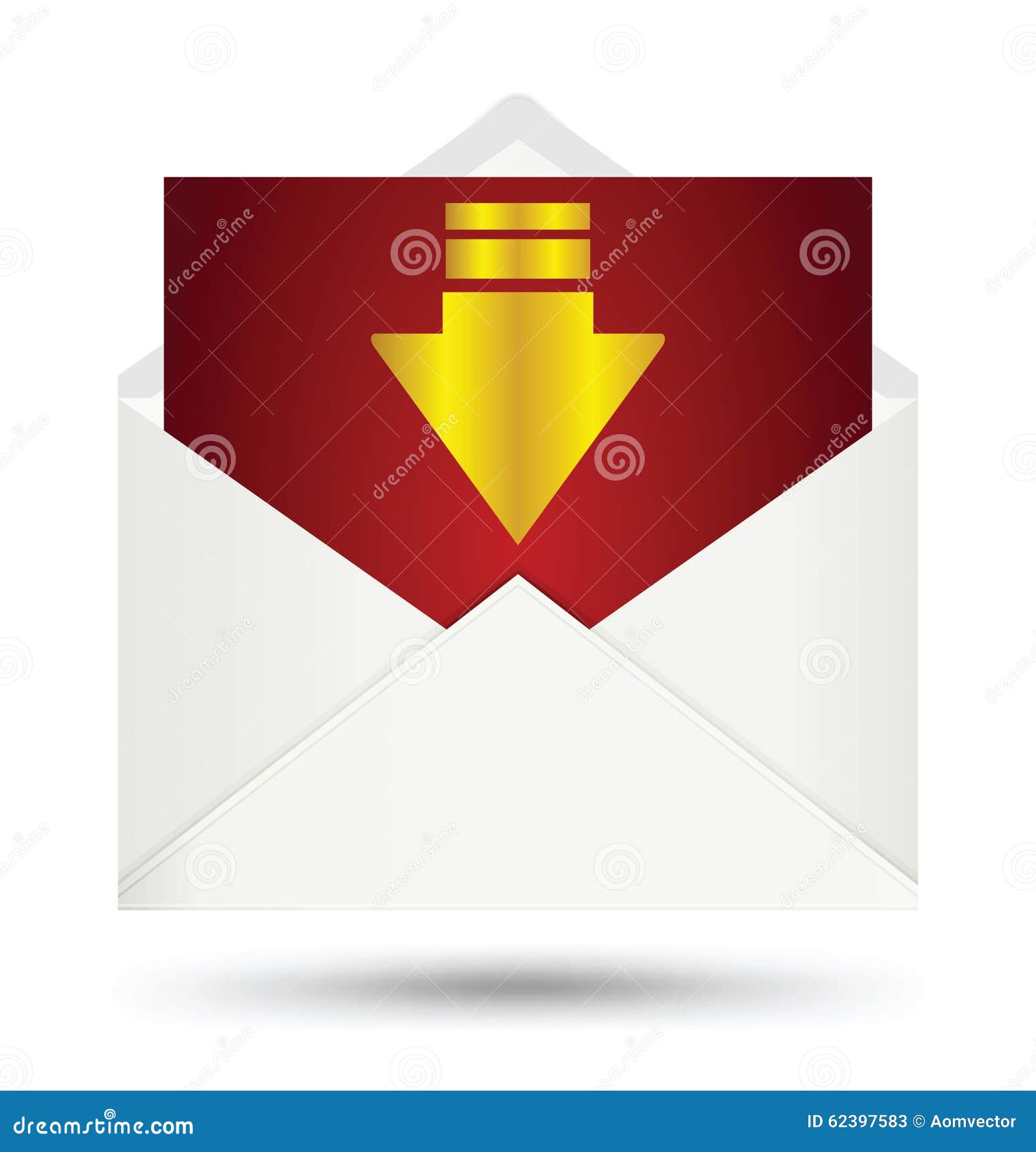 White Envelope Gold Arrow Symbol Stock Vector - Illustration of inbox ...