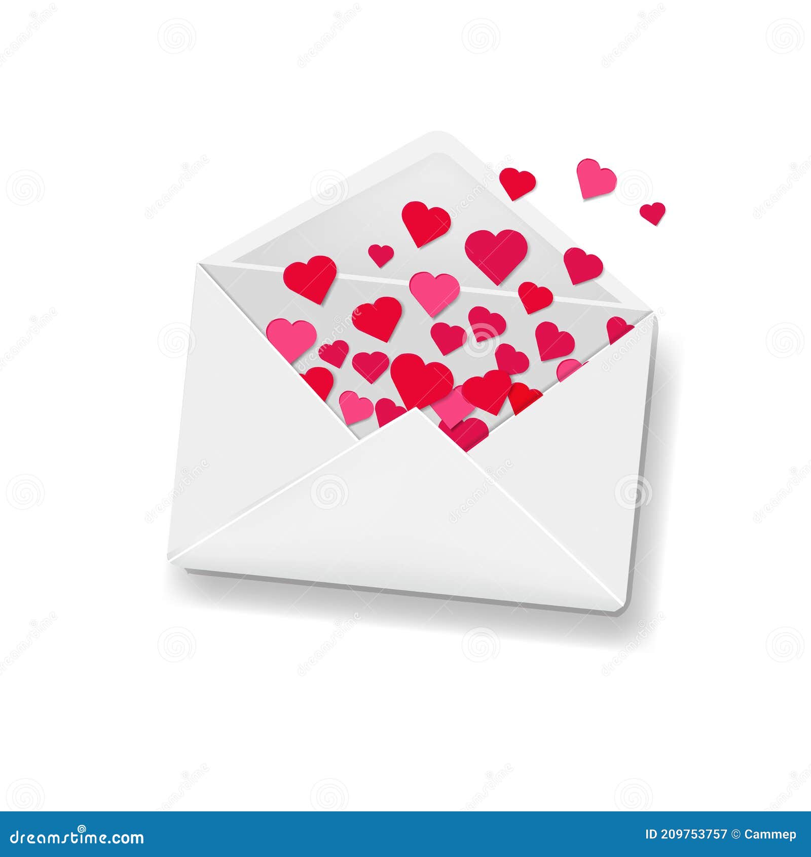 White Envelope with Hearts Background Stock Vector - Illustration of ...
