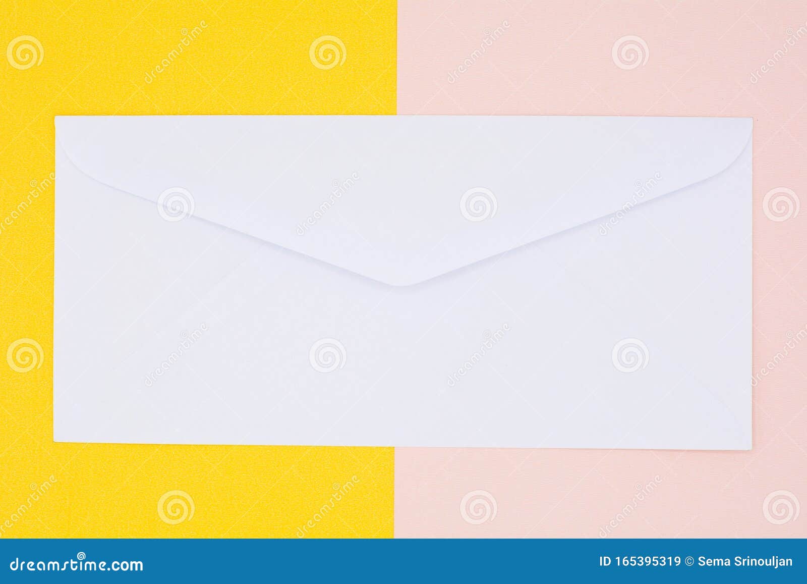 White Envelope Mail on Yellow and Pink Paper. Stock Image - Image of ...