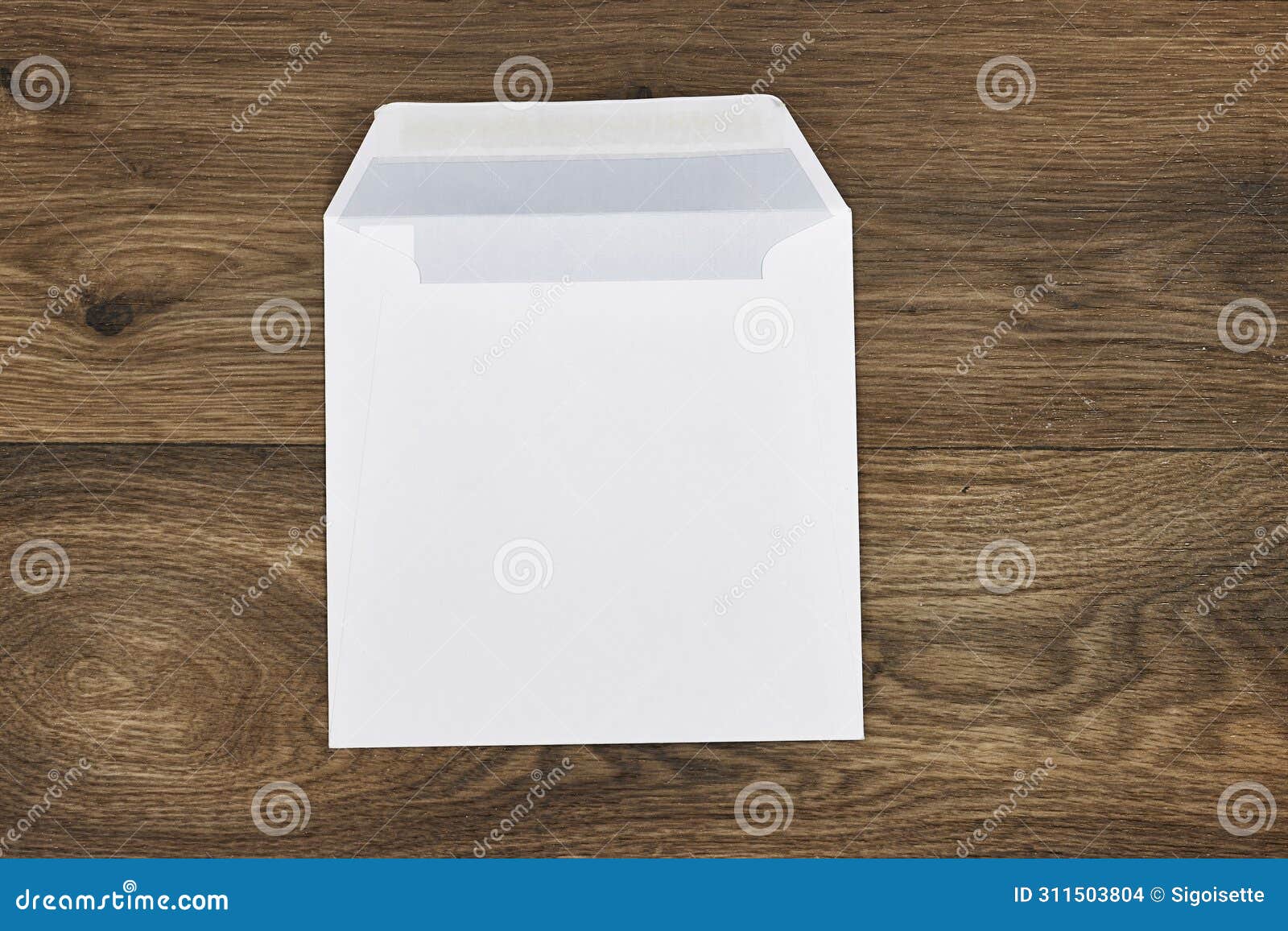 White Envelope Mock-up, Blank Template on Wood Table. Stock Photo ...