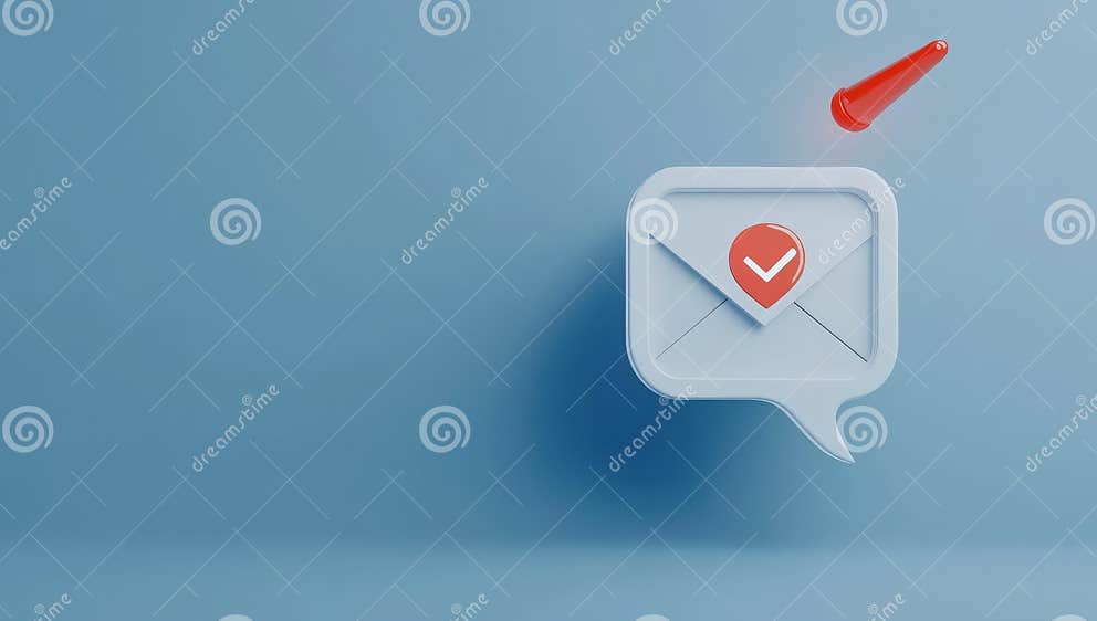 A White Envelope with a Red Check Mark in a Speech Bubble Stock ...