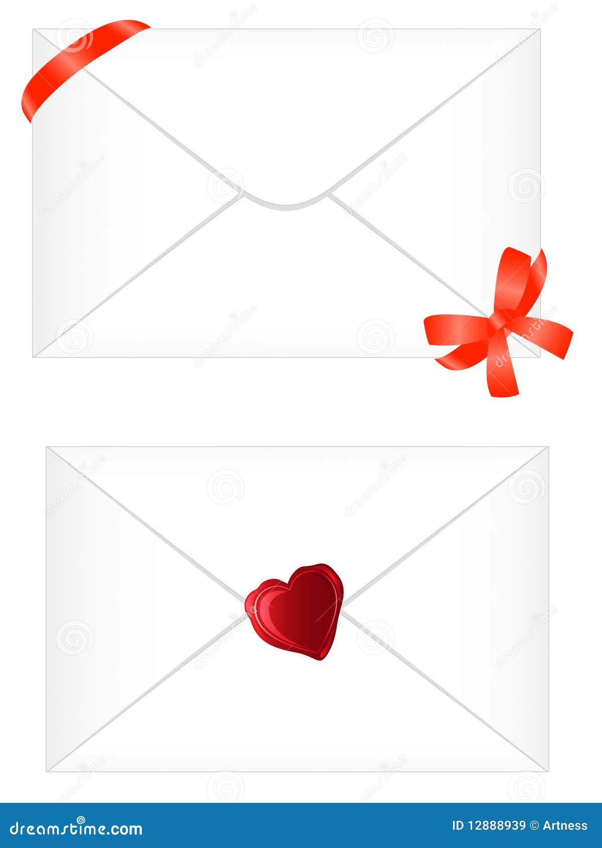 White Envelope with Red Ribbon and Seal Stock Vector - Illustration of ...