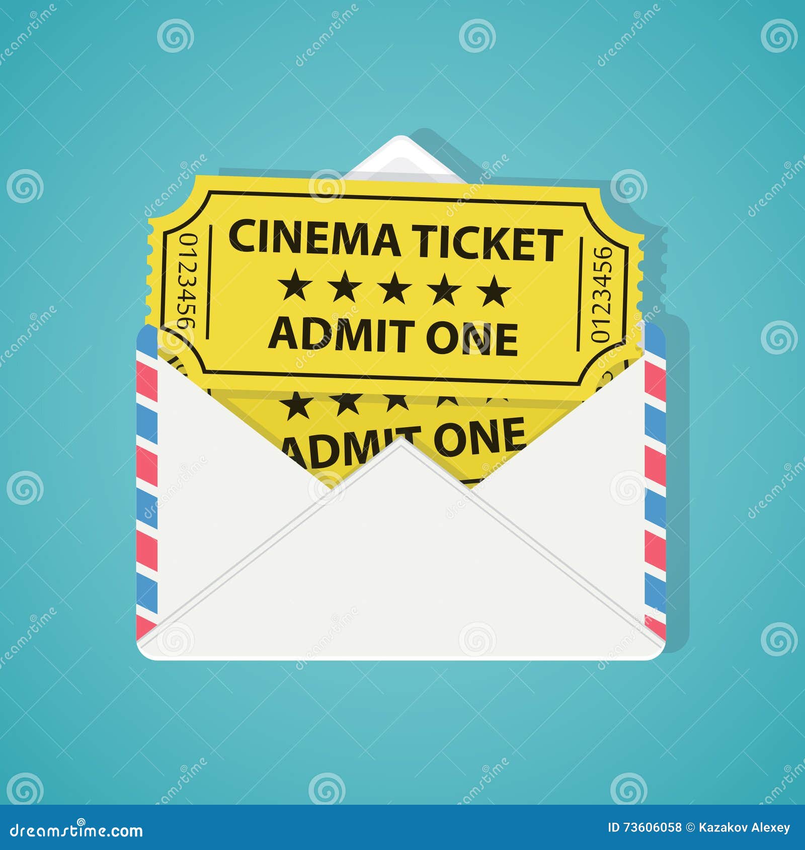 White Envelope with Two Vintage Cinema Tickets. Stock Vector ...