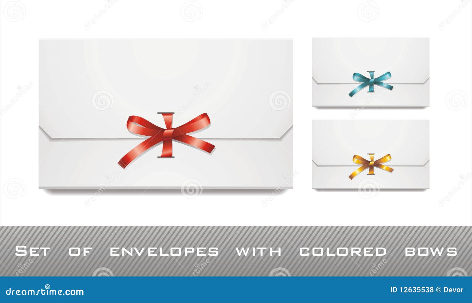 White Envelopes with Colored Bows Stock Vector - Illustration of clip ...