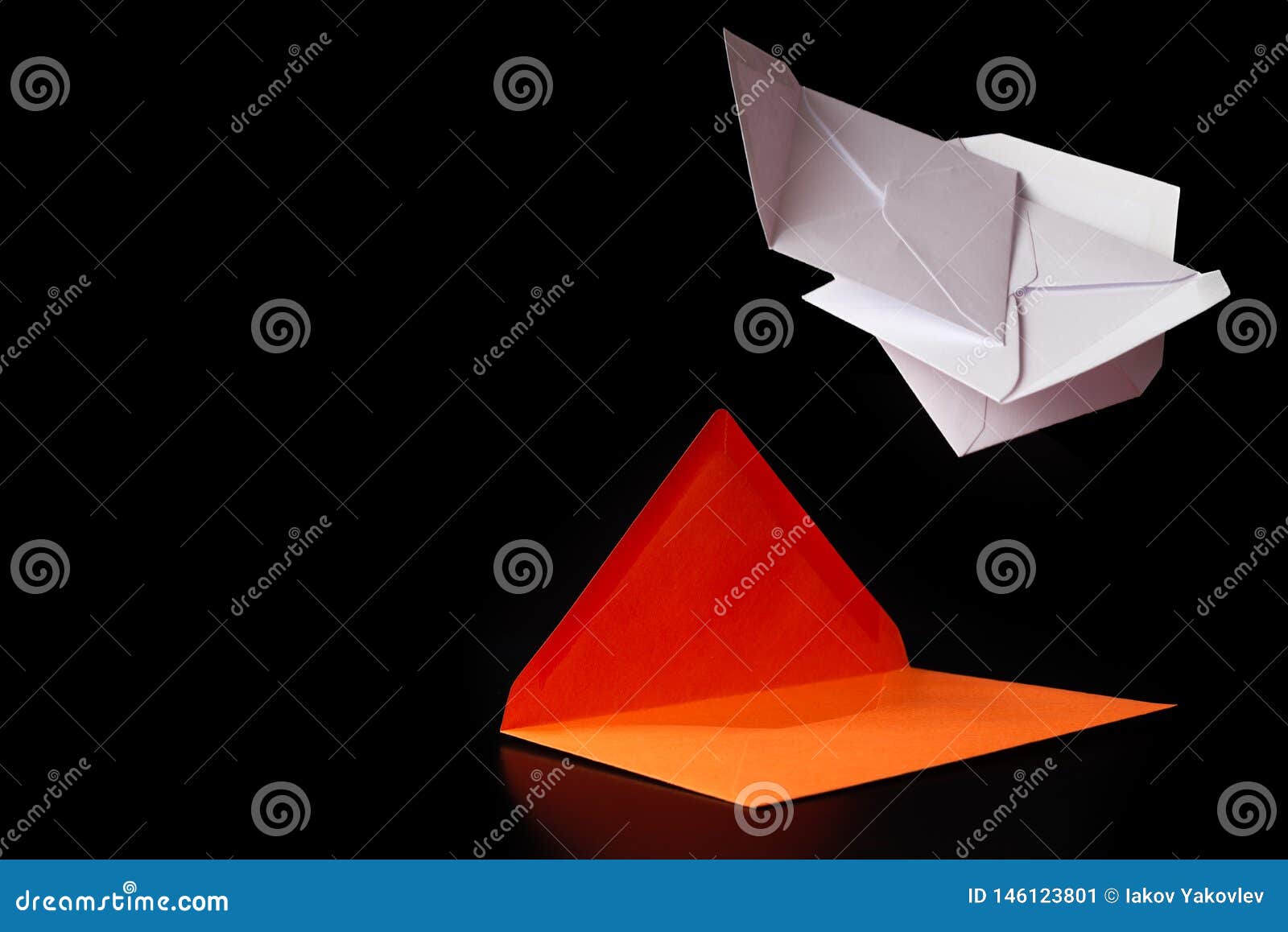 White Envelopes Fall on the Orange Envelope on Top. Orange Envelope ...