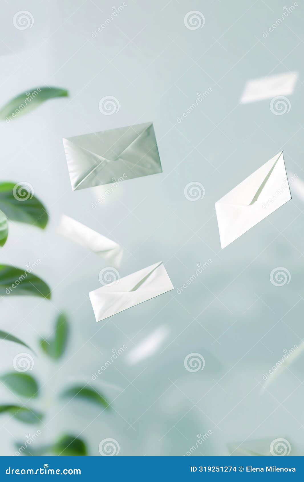 White Envelopes Falling on Lighht Background Stock Photo - Image of ...