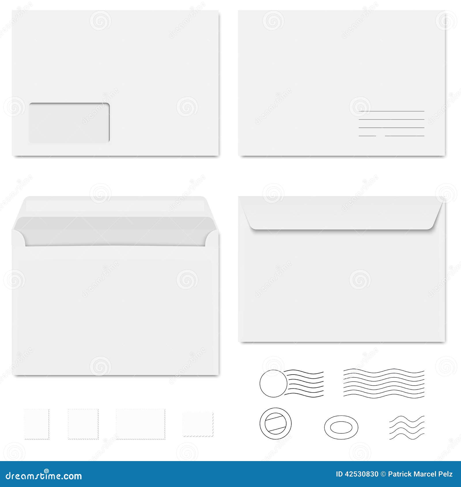 White Envelopes / Writing Paper / Postage Stamps Stock Vector ...