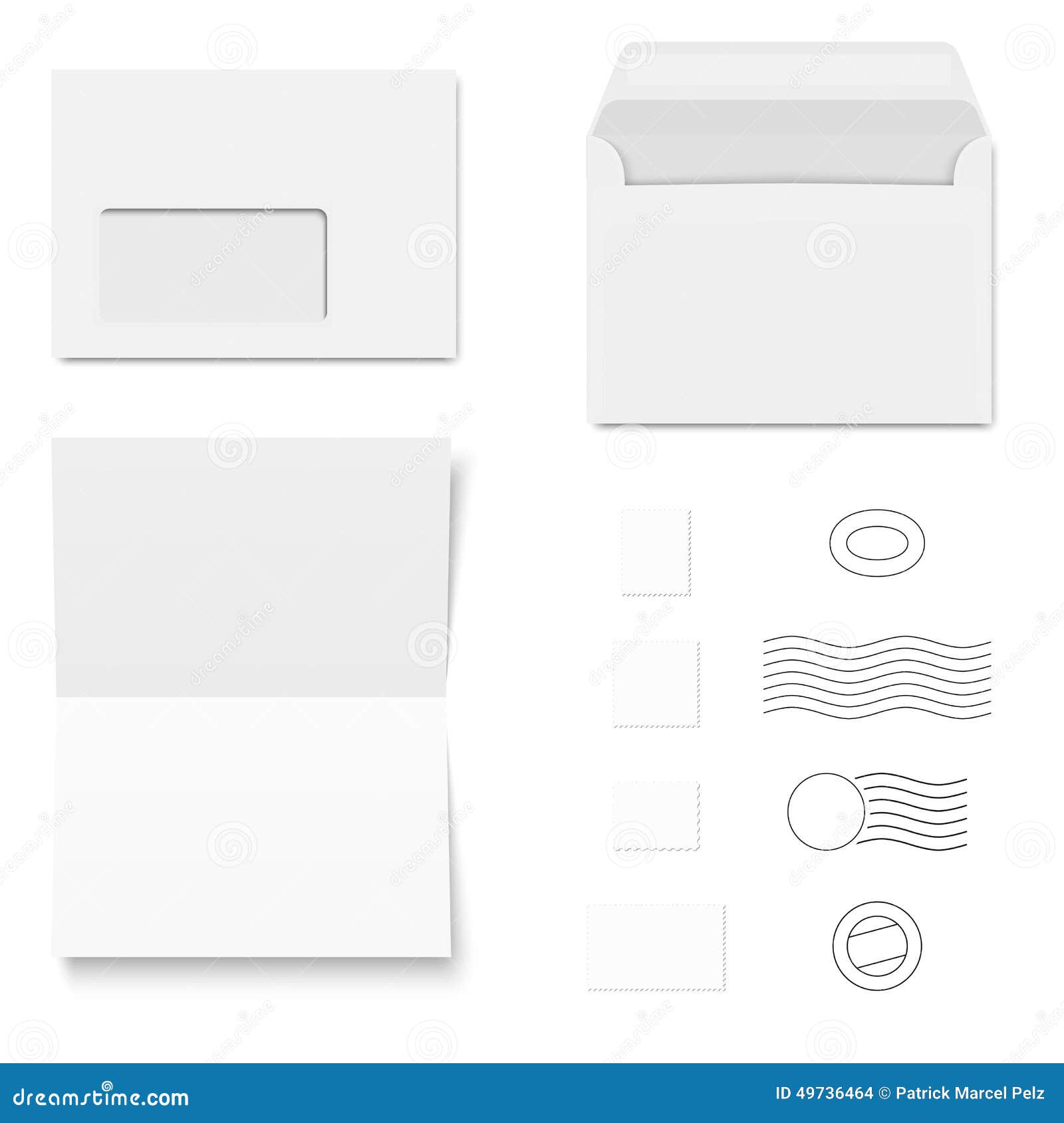 White Envelopes / Writing Paper / Postage Stamps Stock Vector ...