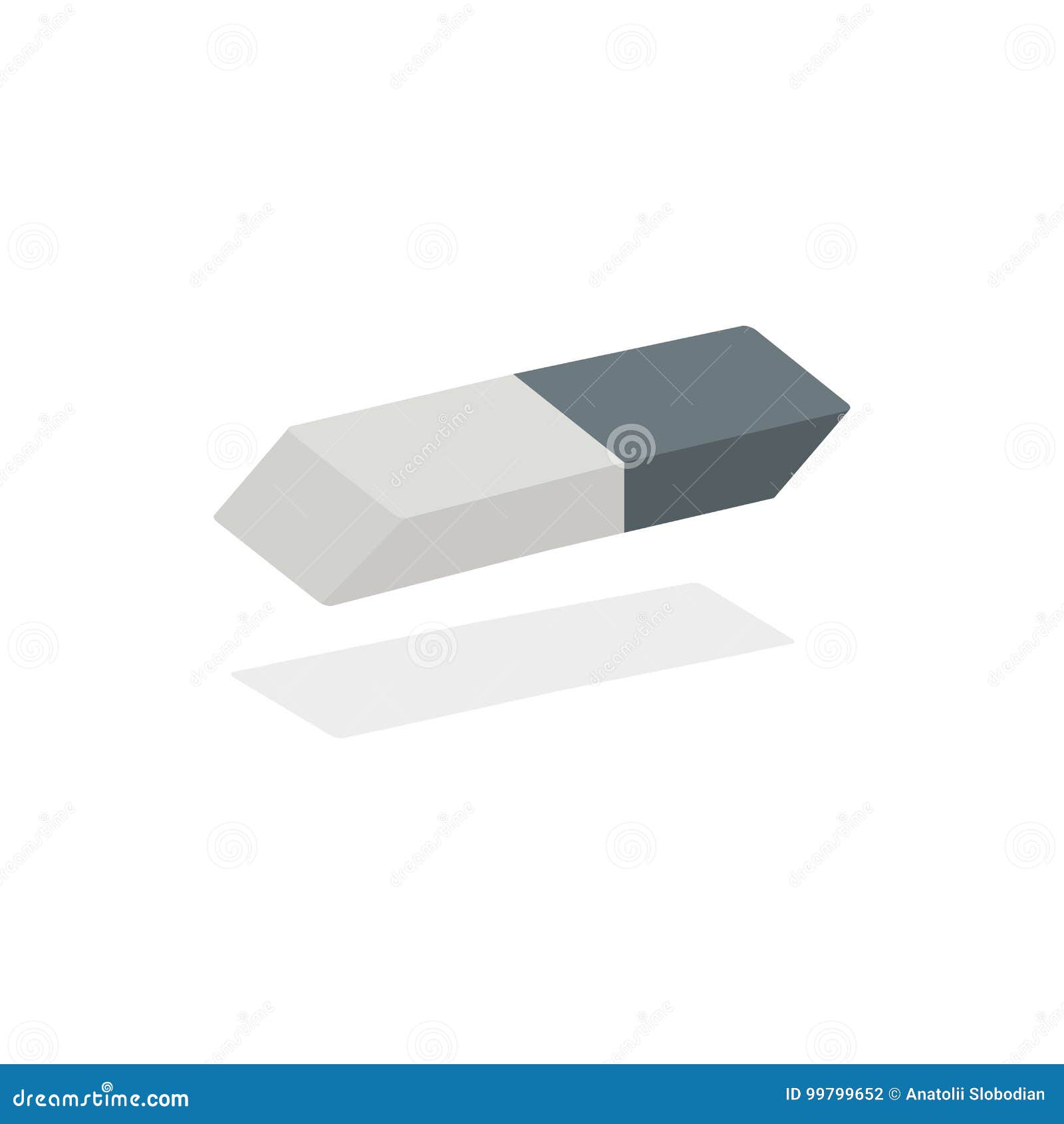 White Eraser with Blue Wrapper Vector on Isolated White Background ...