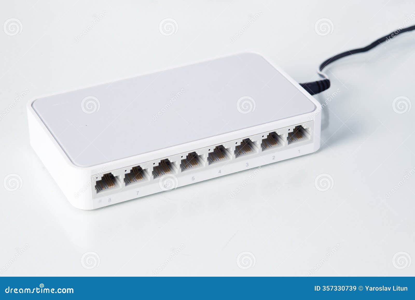 Ethernet Network Switch with Eight Ports on a Clean Background, Used ...