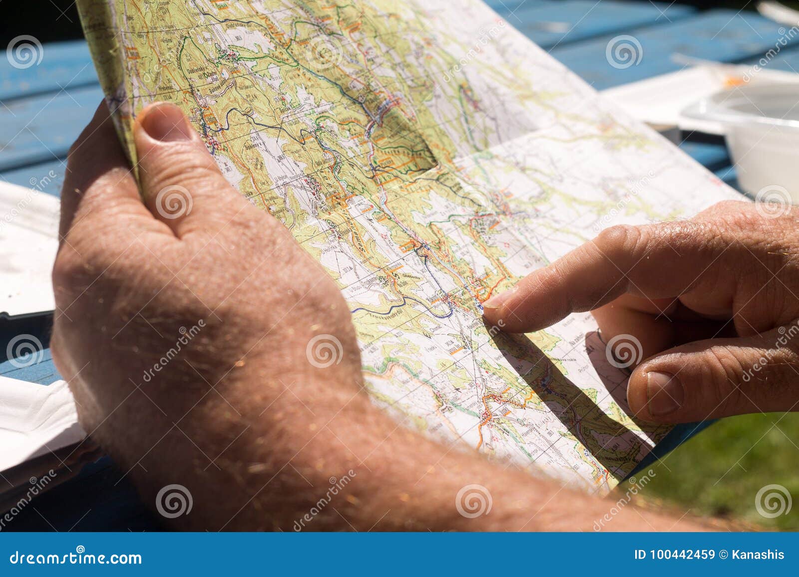 A man pointing to a map stock image. Image of family - 100442459