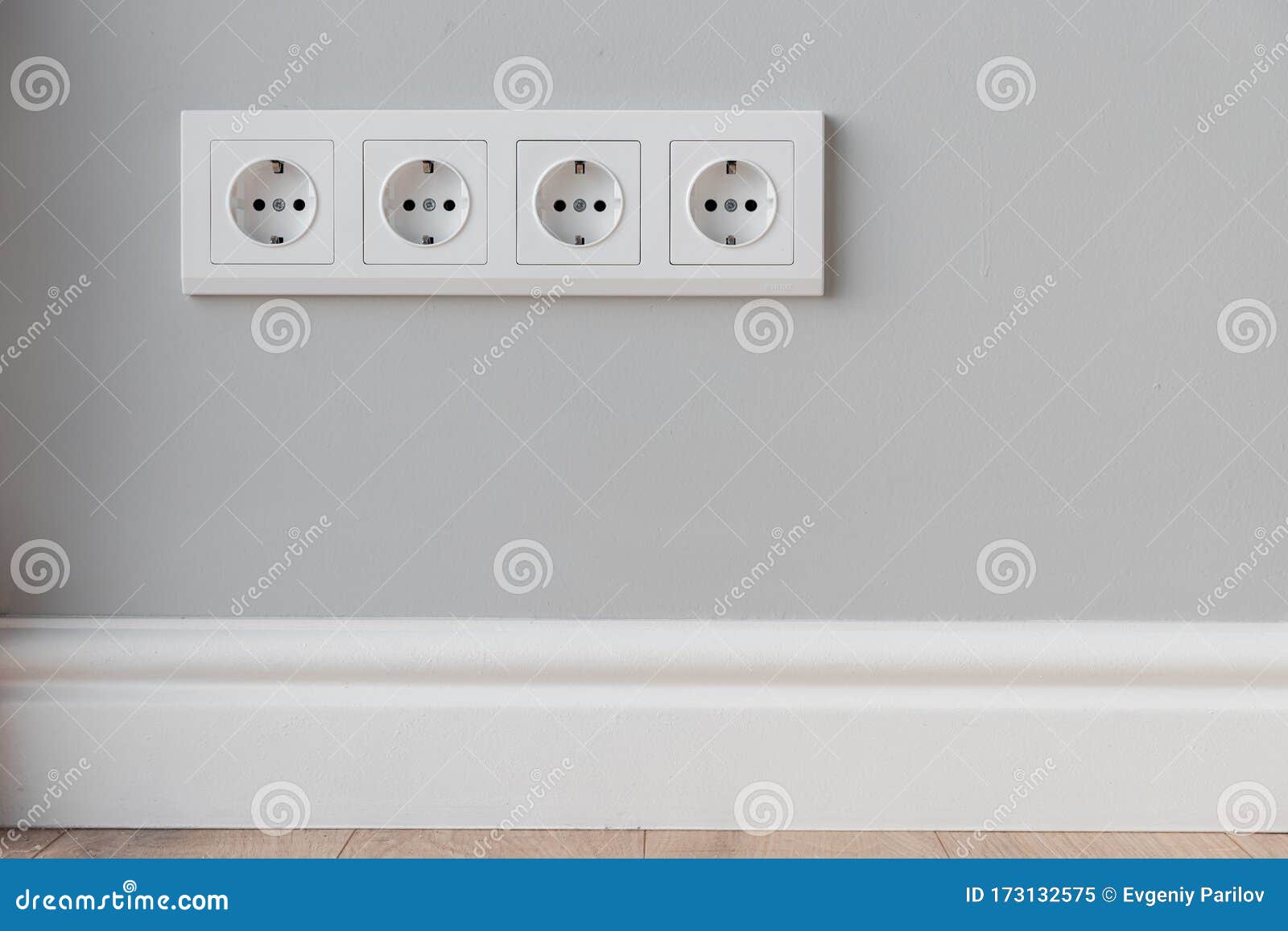 White European Sockets on Gray Concrete Wall in Loft Style, with High ...
