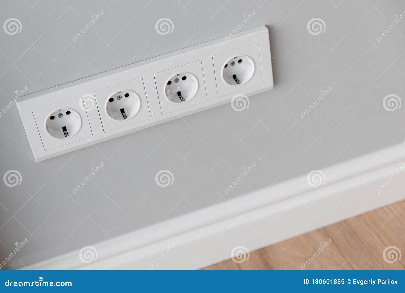 White European Sockets on Gray Concrete Wall in Loft Style, with High ...