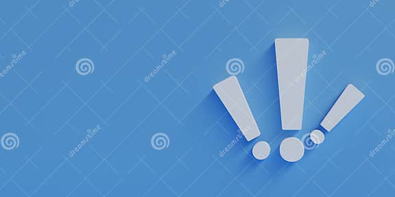 Three White Exclamation Mark on Blue Background, 3d Rendering Stock ...