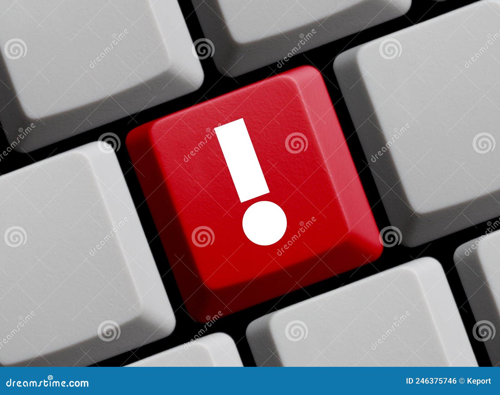 White Exclamation Mark on Red Computer Keyboard Stock Illustration ...
