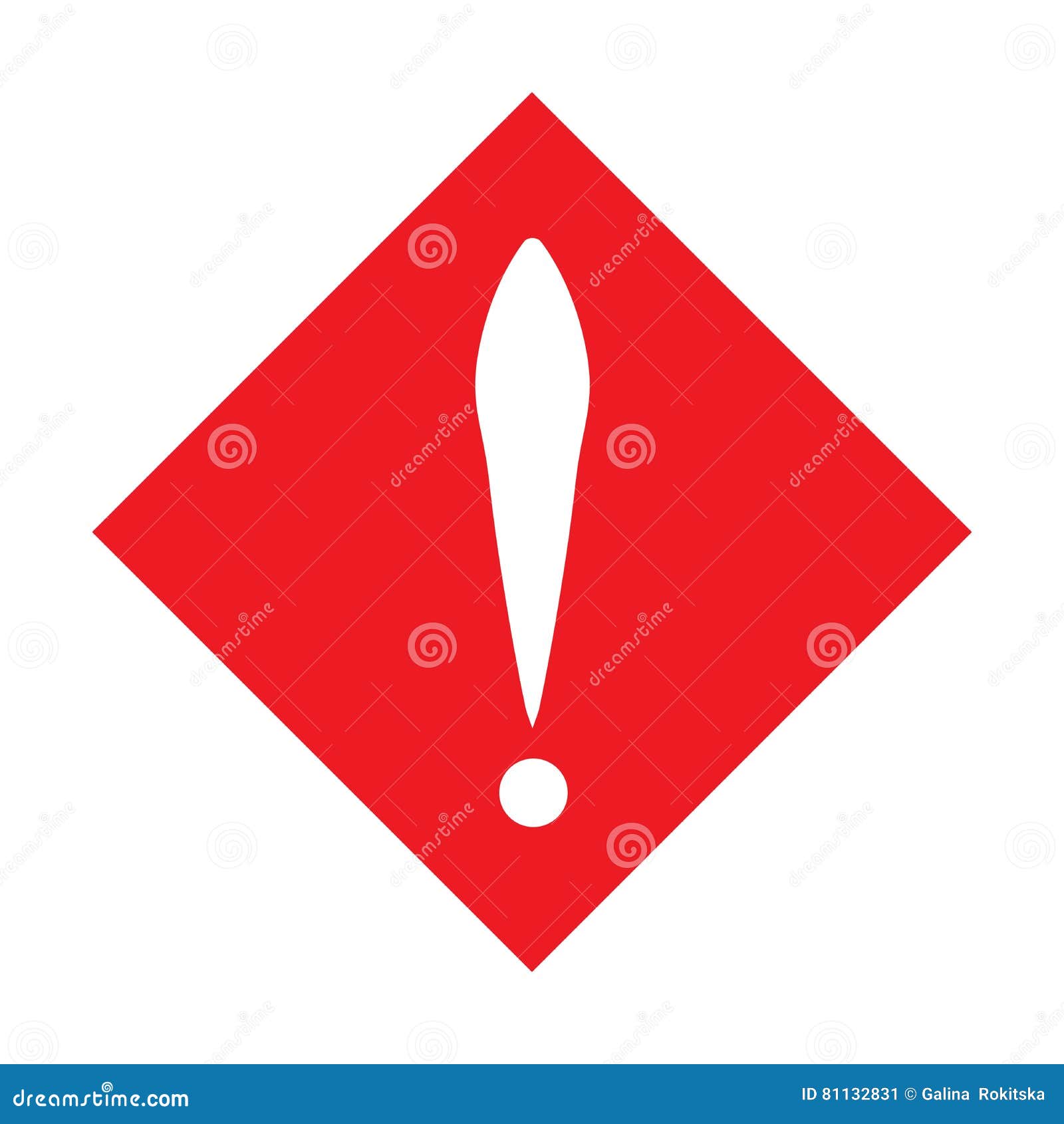 White Exclamation Mark in Red Square. Vector Icon. Flat Design Style ...
