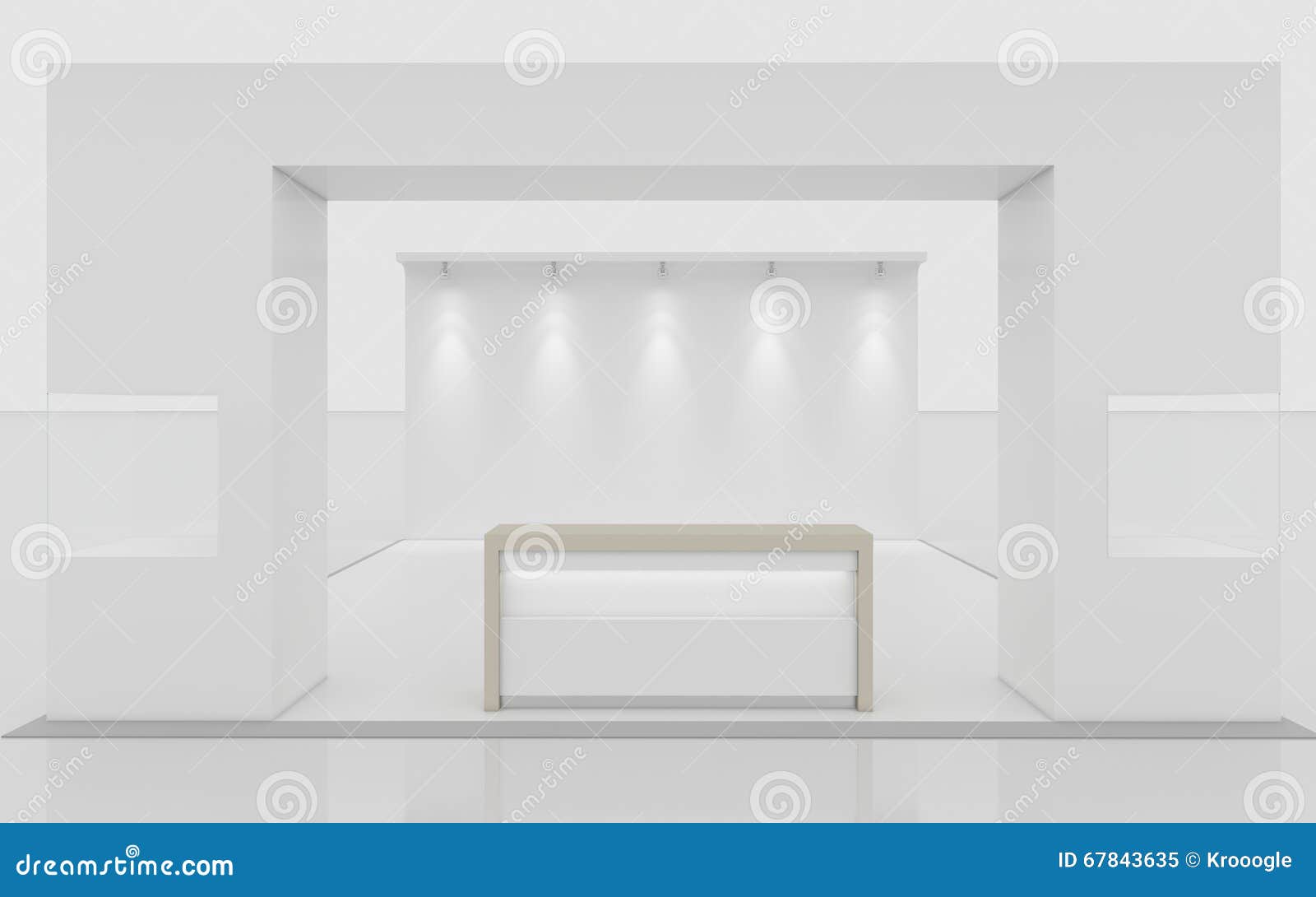 White Exhibition Stand Front 3d Rendering Stock Image - Image of ...