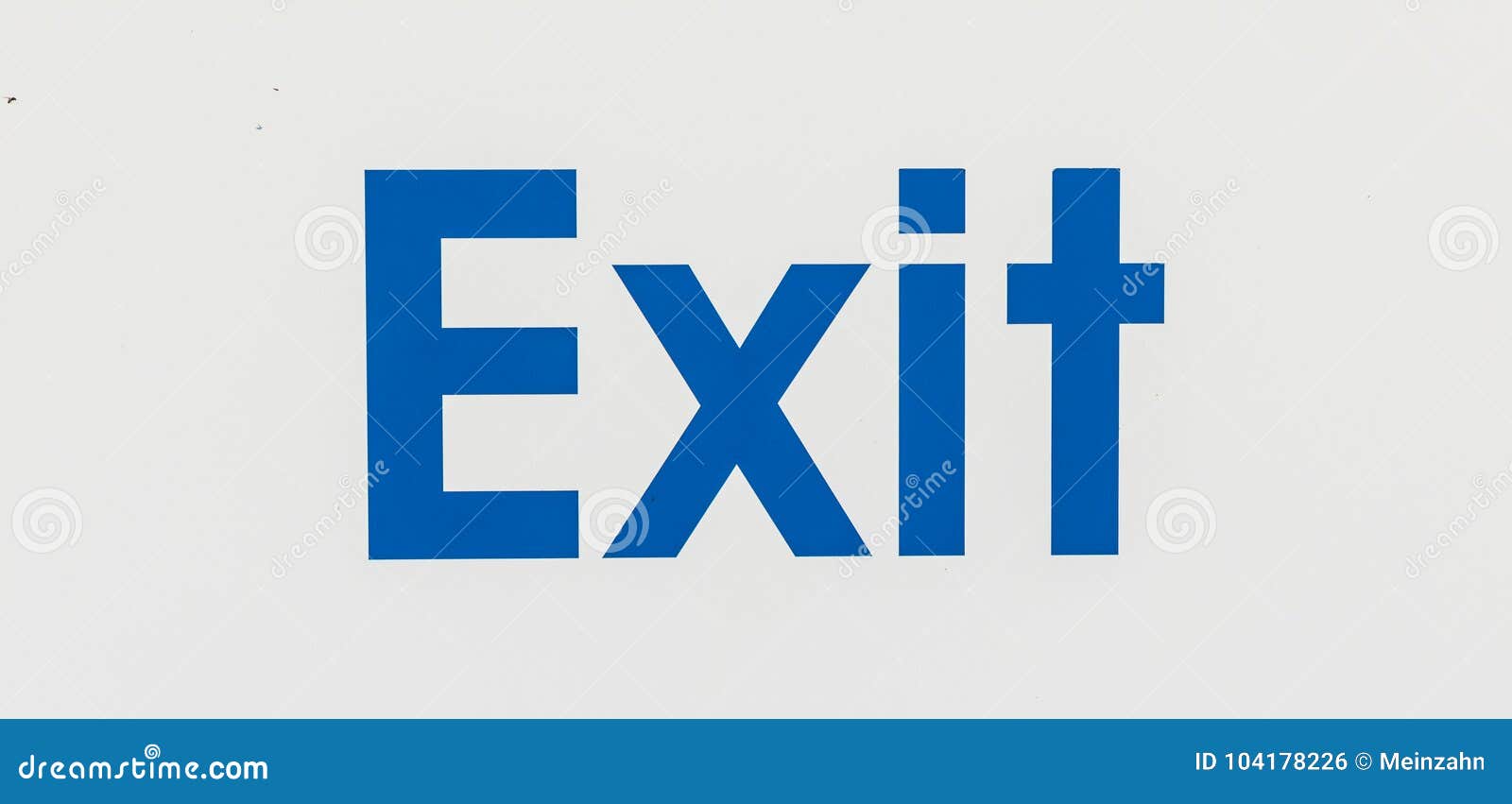White Exit Sign with Blue Letters Stock Illustration - Illustration of ...