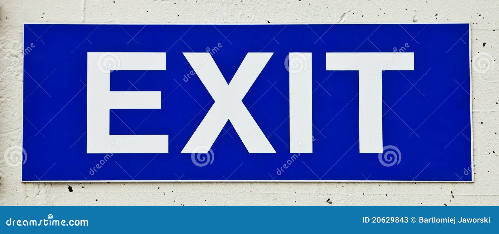 White EXIT text on blue. stock image. Image of symbol - 20629843