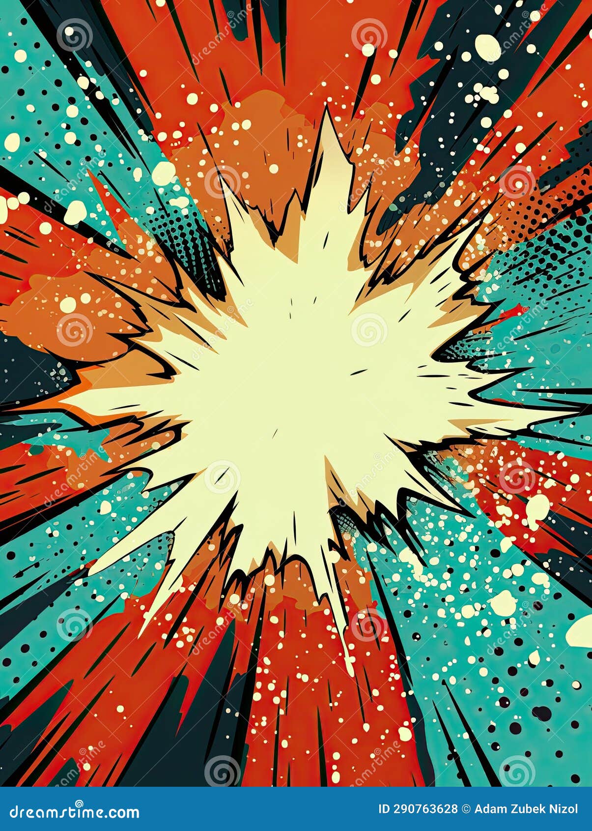 A White Explosion on a Blue and Red Background Stock Illustration ...