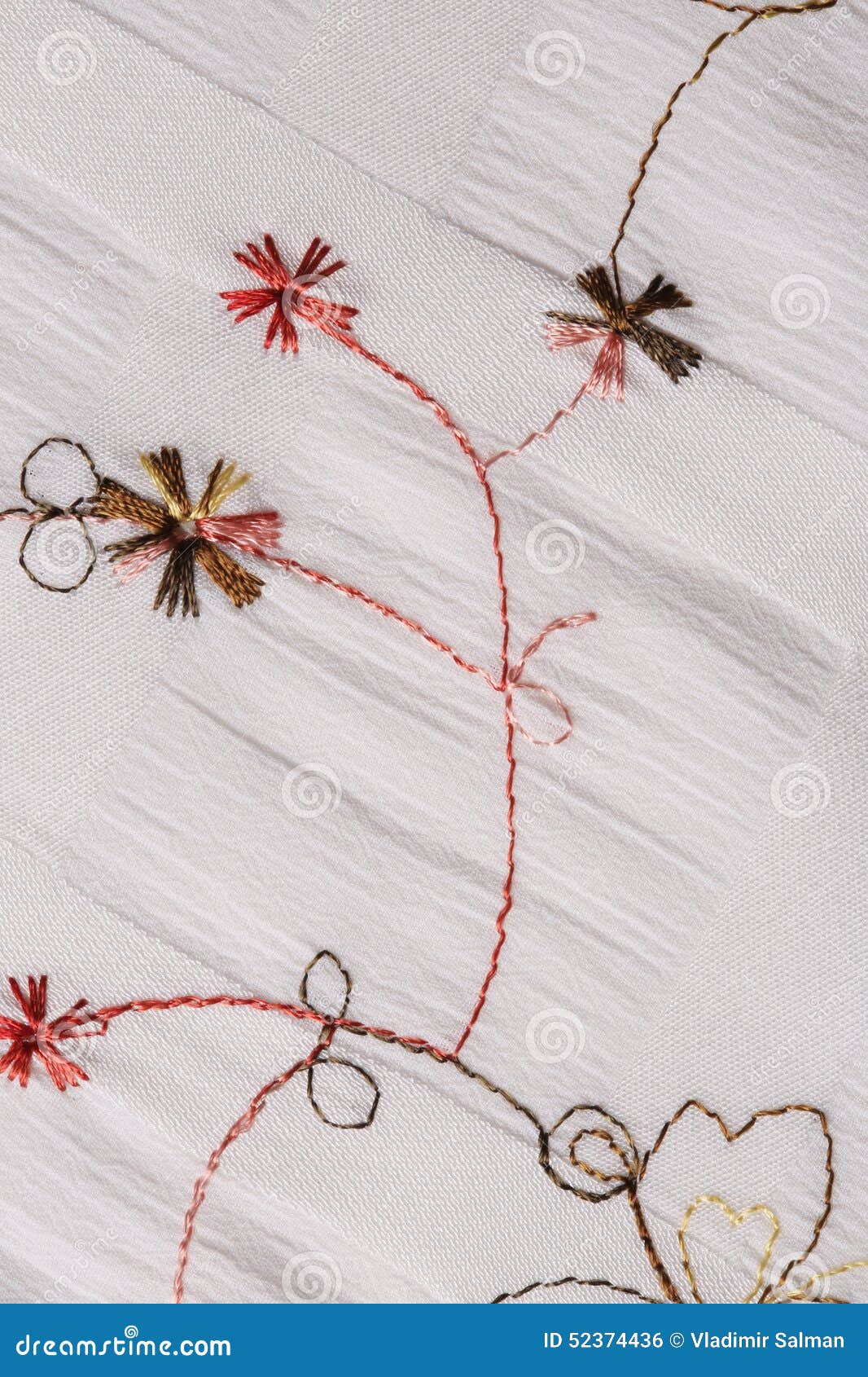 White Fabric with Floral Embroidery Stock Photo - Image of textile ...