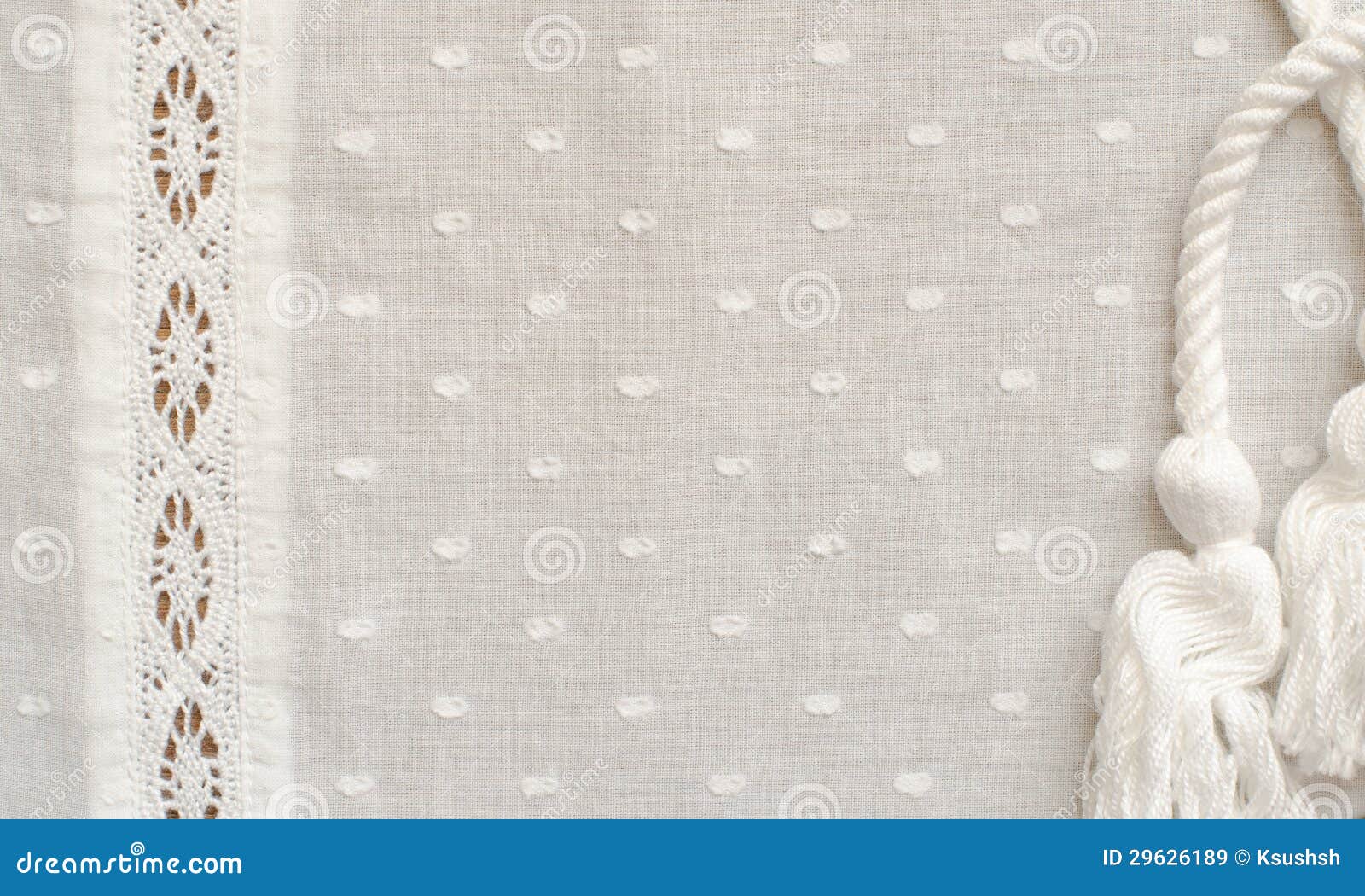 White Fabric with a Strip of Lace Stock Image - Image of frame, dotted ...