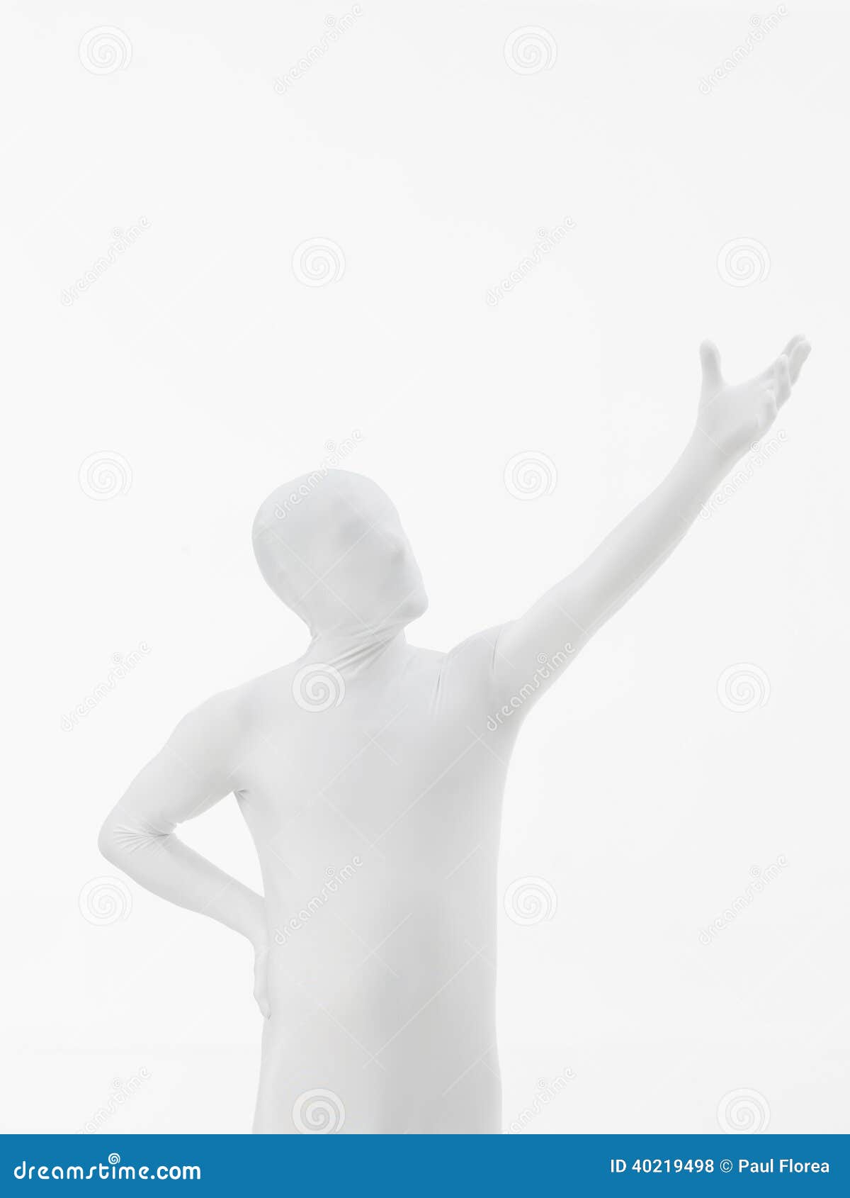 White Faceless Man with Hand Raised Stock Photo - Image of shape, proud ...